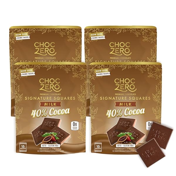 ChocZero Premium Milk Chocolate, 45% Cocoa, No Sugar Added, Low Carb ...