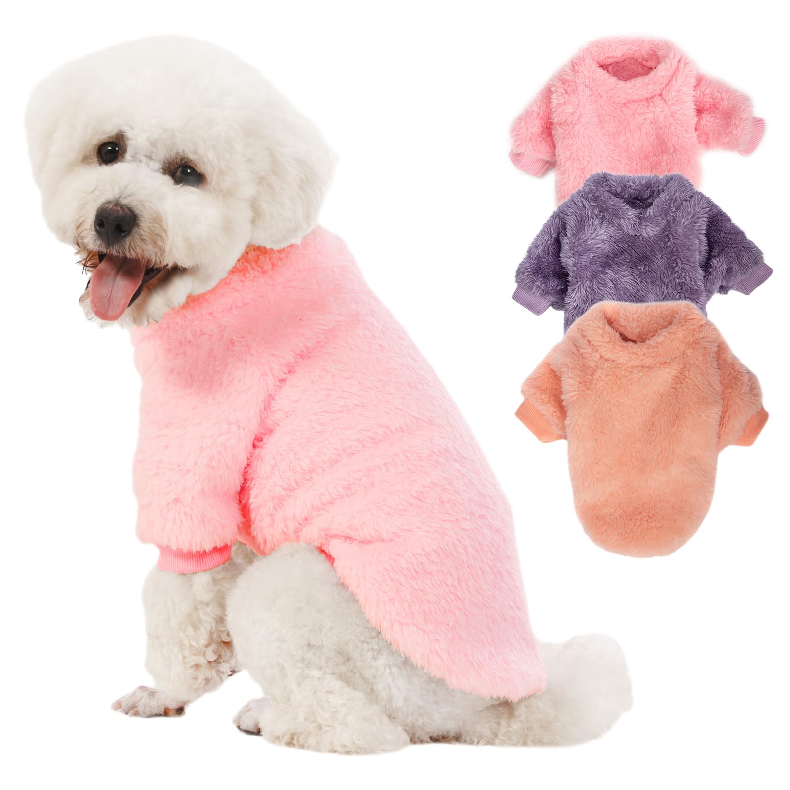 Kyaringtso Dog Sweater, 3 Pack Dog Sweaters for Small Dogs, Dog Clothes ...