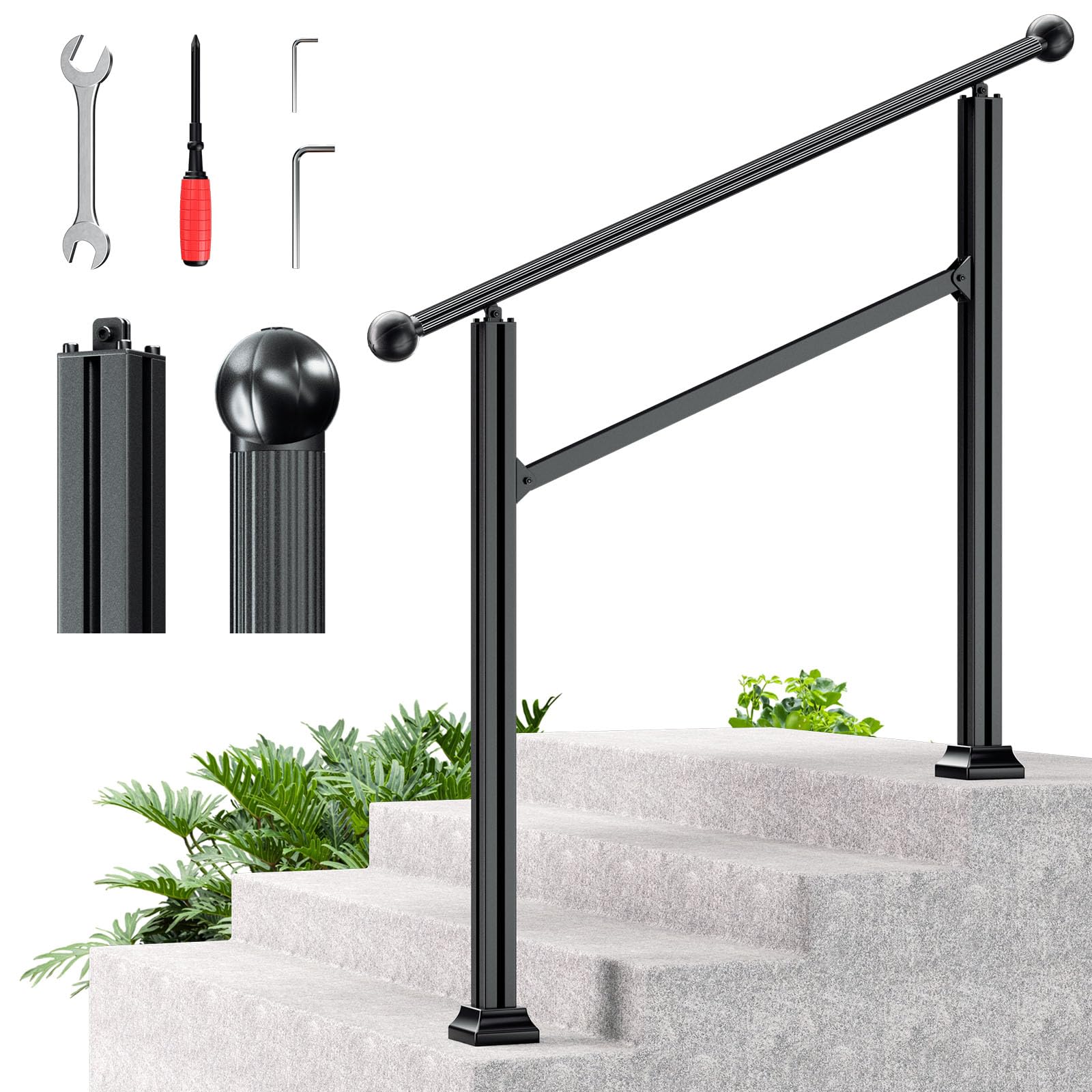 Mua Heavy Duty 4 Steps Handrails for Outdoor Steps - Adjustable Height ...