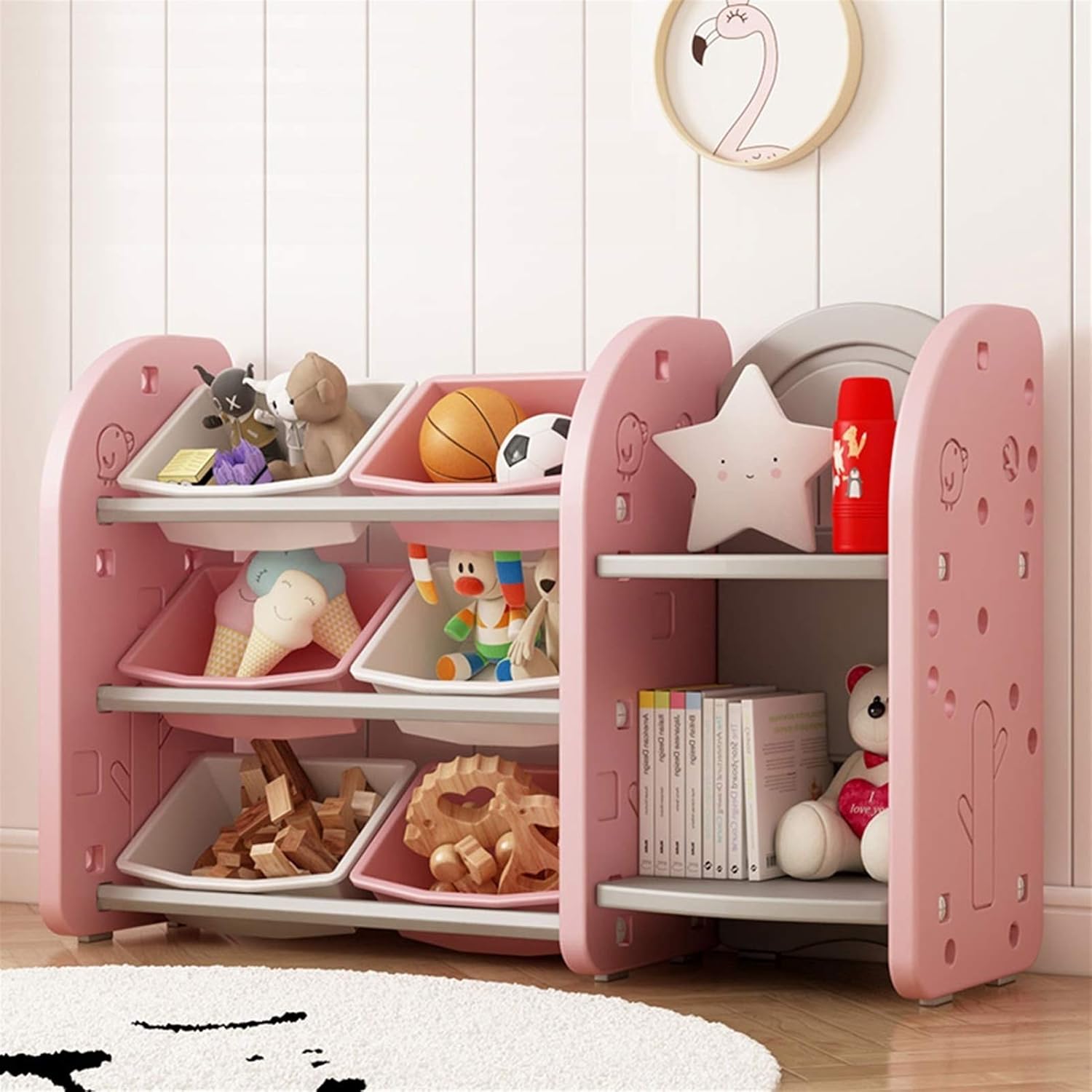 Children's Toy Storage Rack, Modern Toy Organizer With 6 Bins, Baby ...