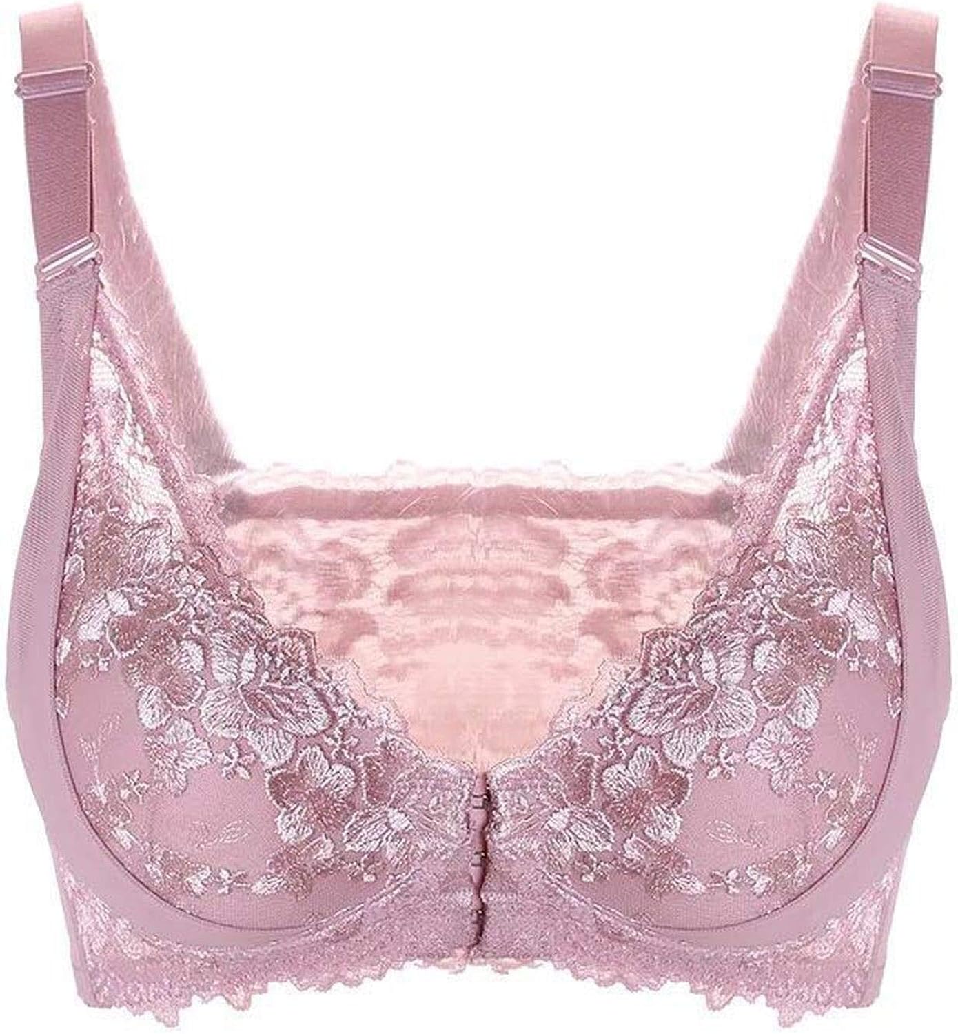 3/4 Cup Front Closure Lace Bra Back Push Up Plus Size Lingerie ...