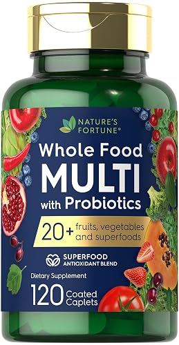 Nature's Fortune Whole Food Multivitamin with Probiotics | 120 Coated ...