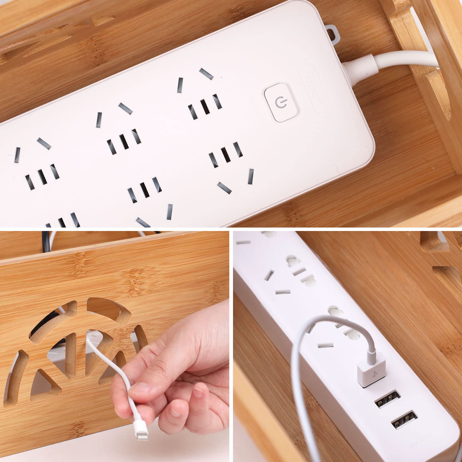 Mua Extra Large Cable Management Box with Lid, Bamboo Cable Box for ...