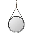 Amazon.com: Stonebriar Rustic Round Galvanized Metal Mirror with Rope ...