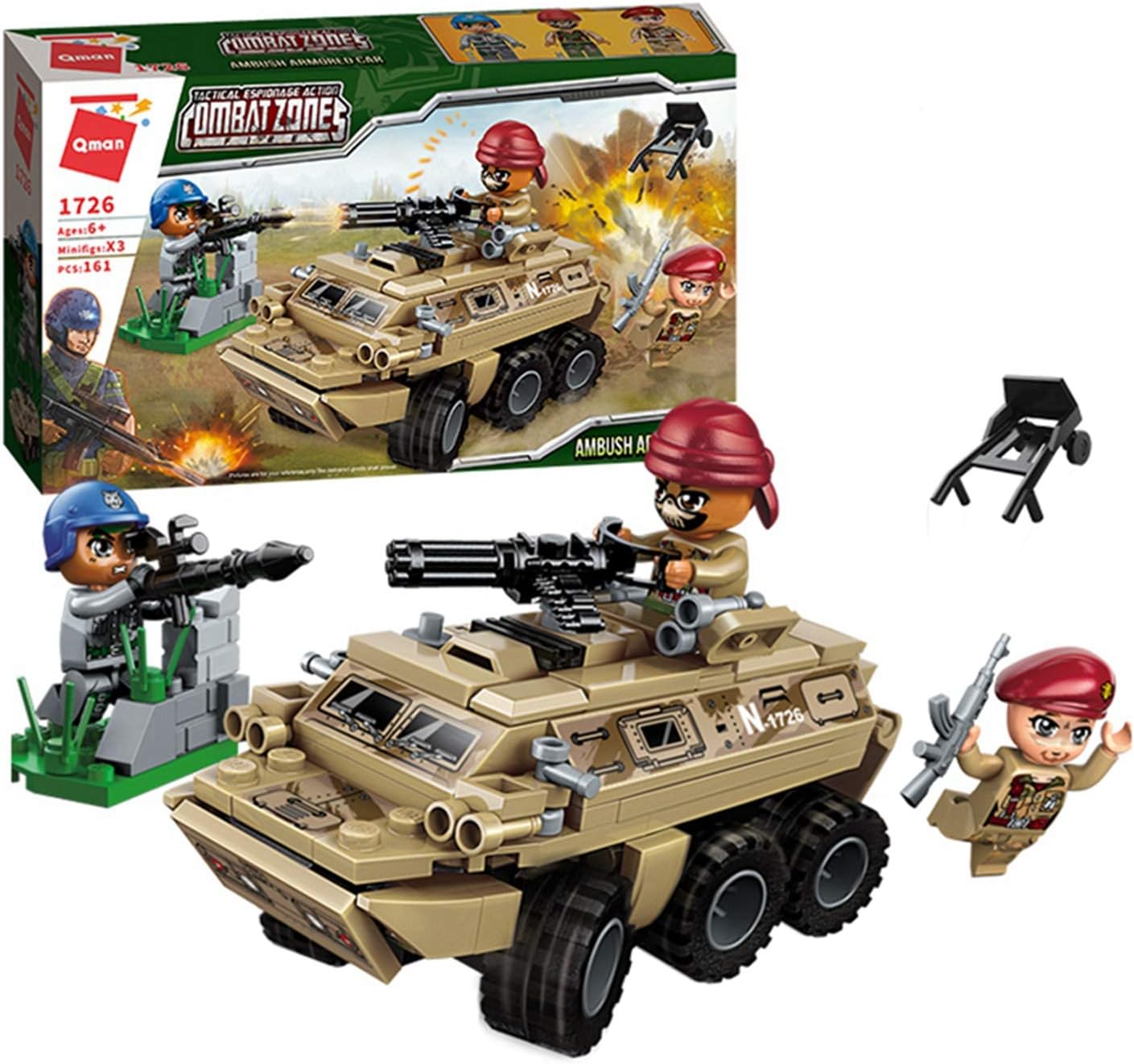 Amazon.com: QMAN 6-12 Kids Building Blocks Toy Military Armored Vehicle ...