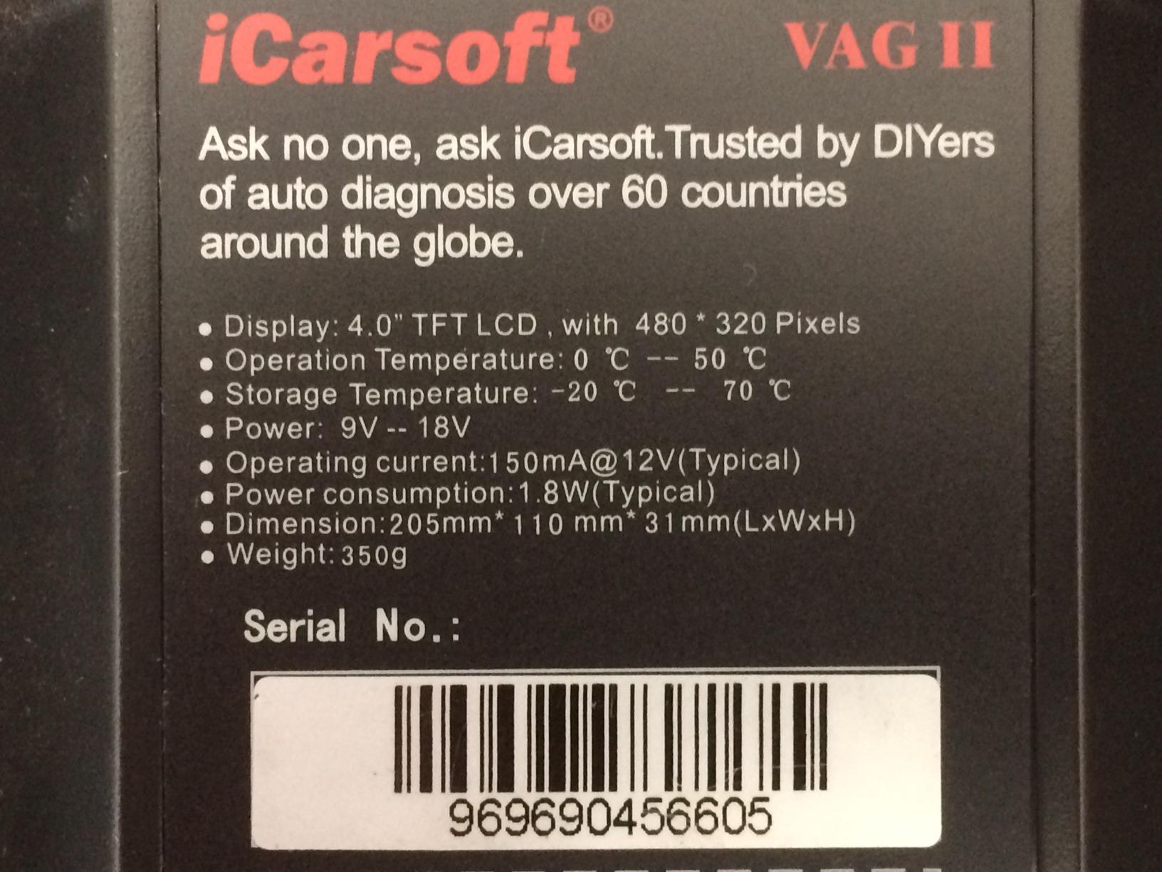 Do Not Buy. iCARSOFT registration web site indicated my unit serial ...