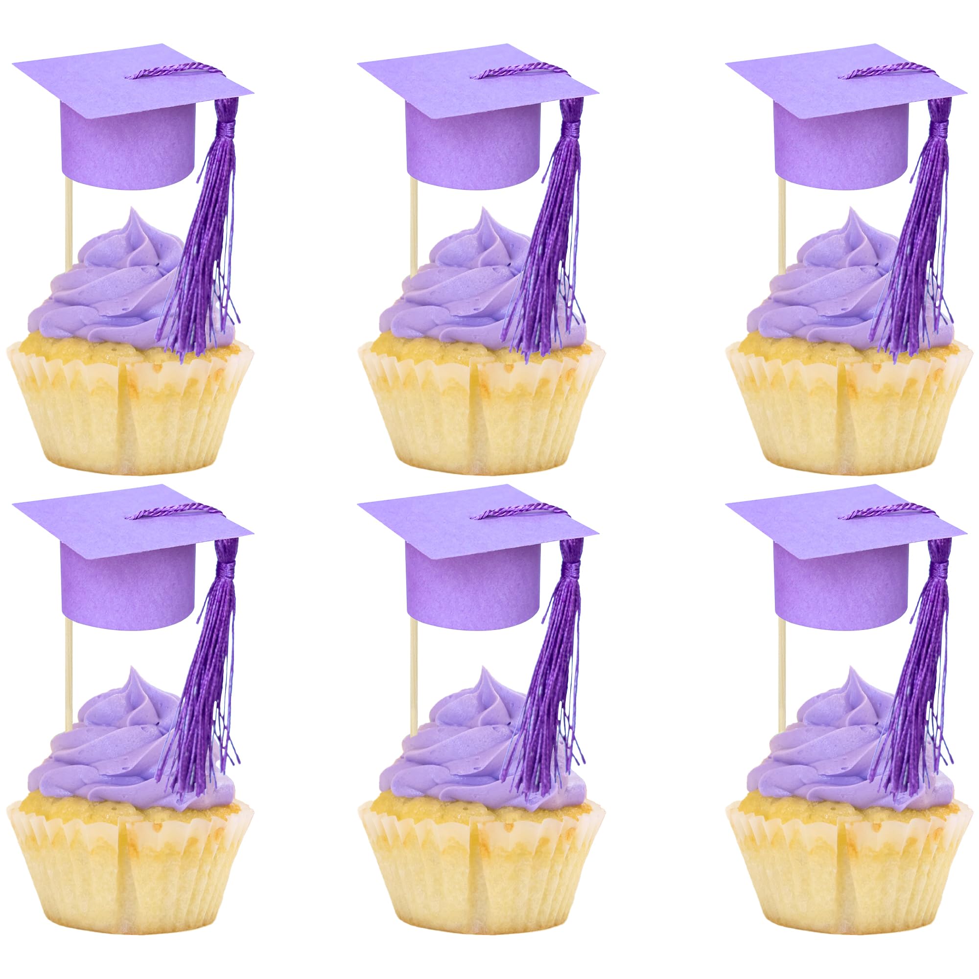 Gyufise 24Pcs 3D 2025 Graduation Cap Cupcake Toppers DIY 2025 Congrats ...