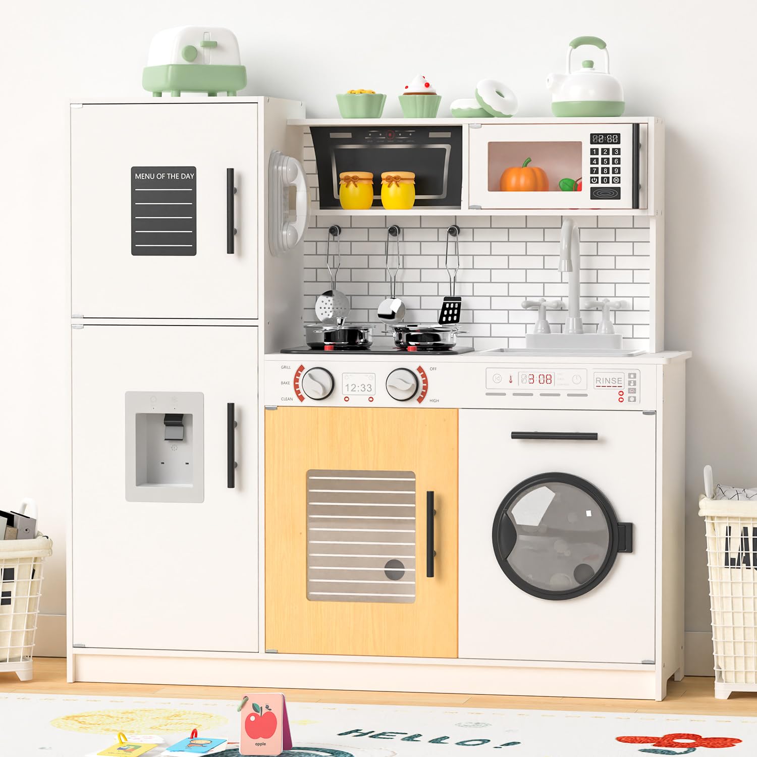 Babytronic Wooden Kitchen Playset for Kids, Interactive Play Kitchen ...