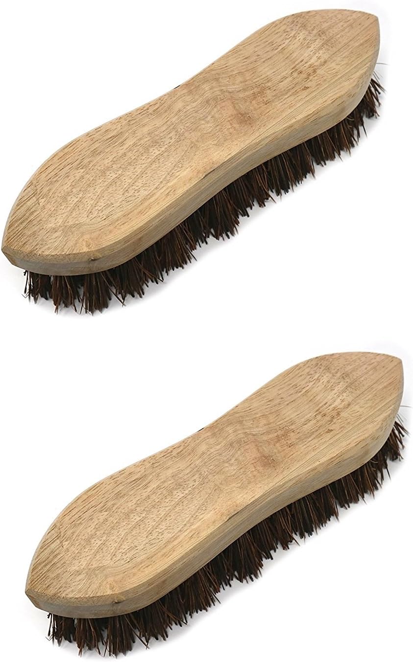 Scrubbing Brush, 2 Pack, Stiff Bristles, Sweeping and Scrubbing Wooden ...