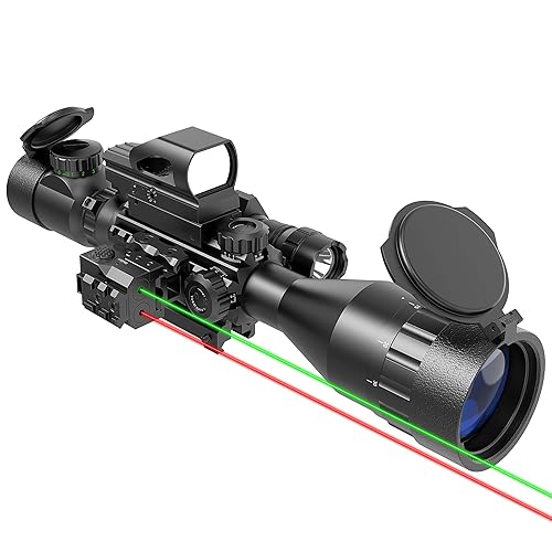 UUQ 4-12&16X50 AO Rifle Scope Red/Green Illuminated Range Finder ...