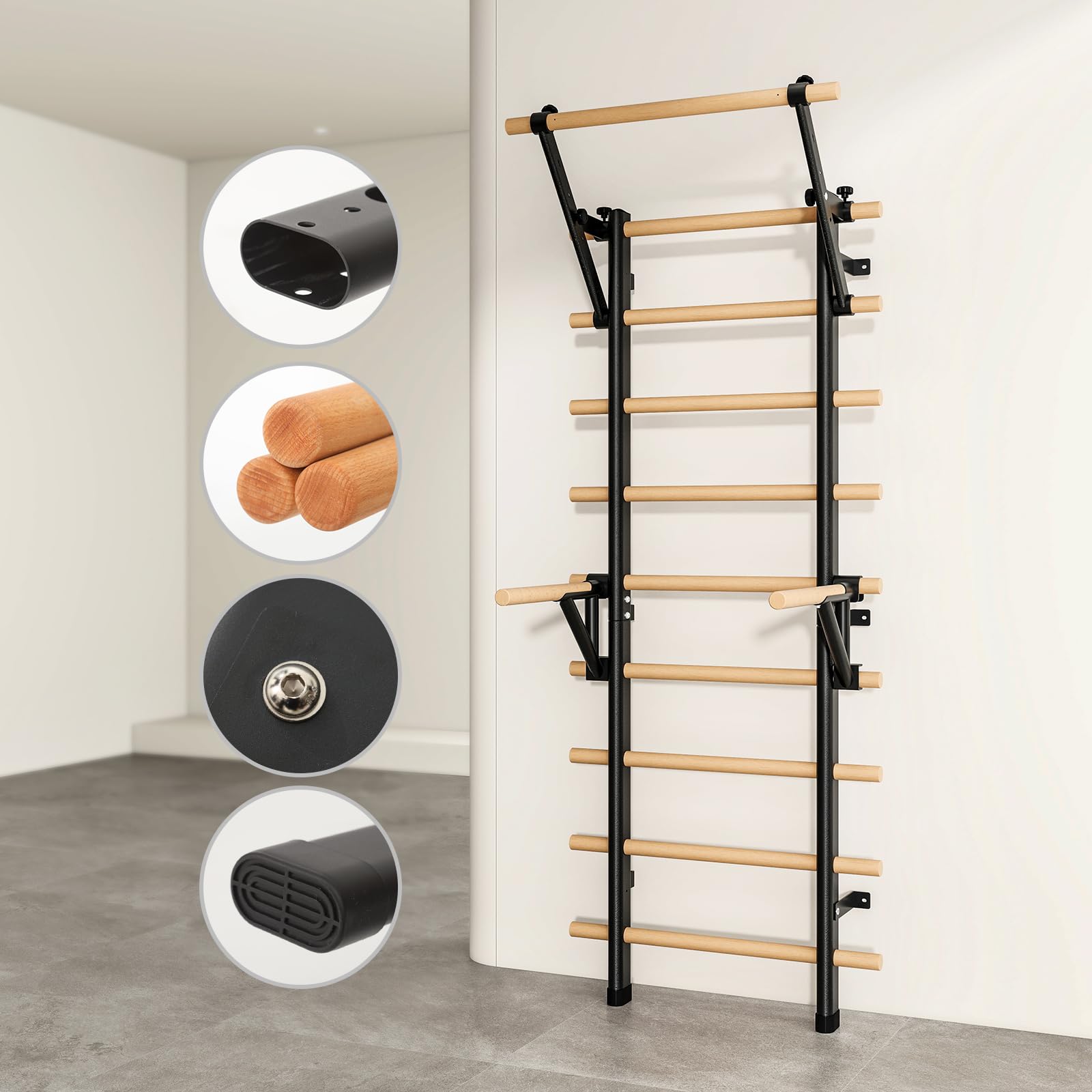 Mua DHT Wood Stall Bar, Swedish Ladder Suspension Trainer with 9 ...