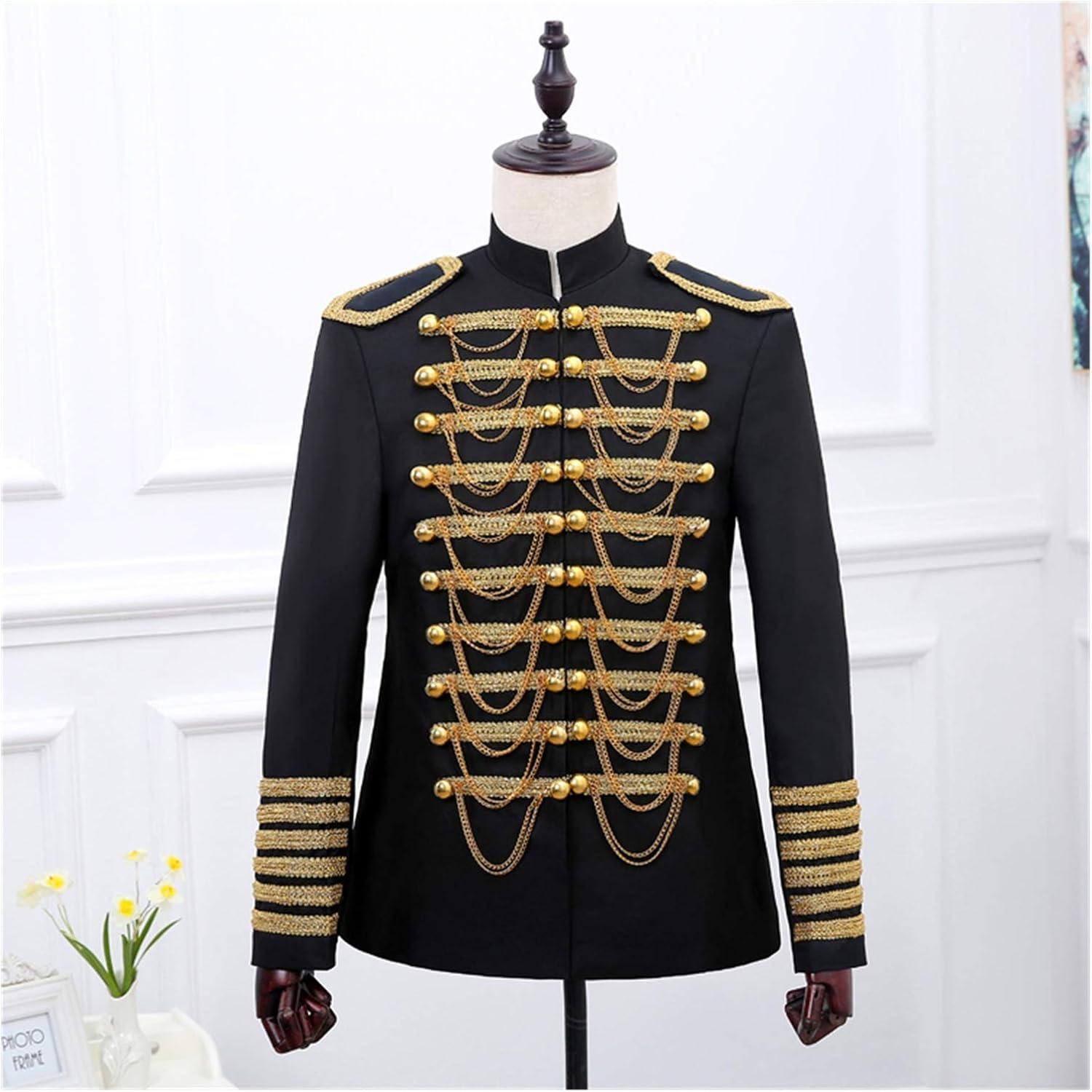 Standing Collar Metal Chain Personality Men Suit Blazer Jacket Palace ...