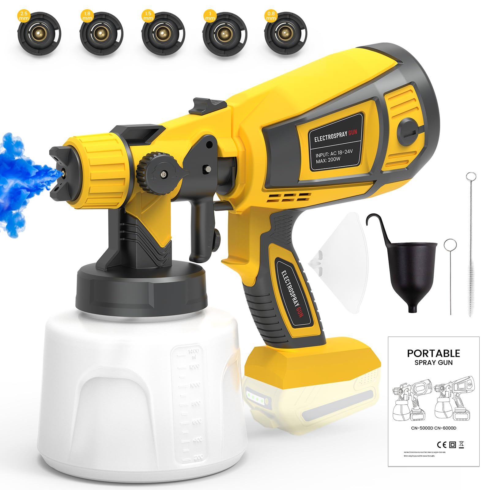 TwoWin Cordless Paint Sprayer for House Painting, Spray Paint Gun with ...