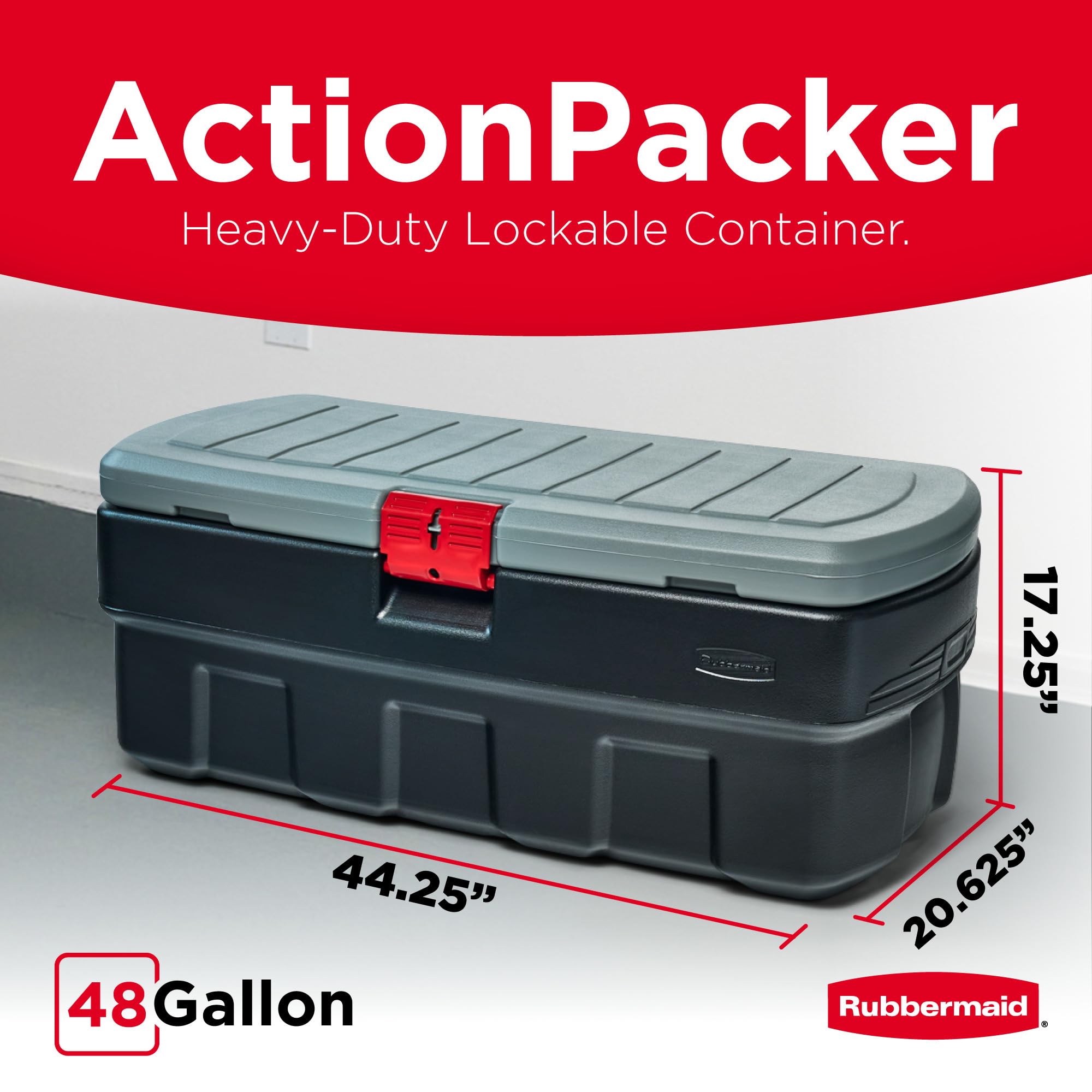 Mua Rubbermaid 48 Gallon Black Action Packer Lockable Latch Indoor and ...