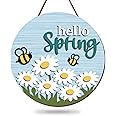 Amazon.com: JarThenaAMCS Hello Spring Wooden Hanging Sign Daisy Flower ...