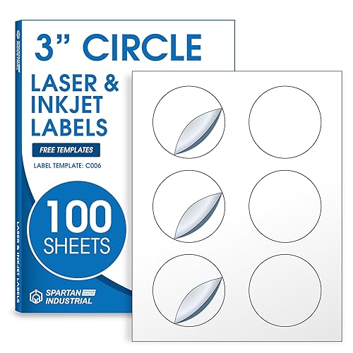3" Circle Printable Labels Compatible with Inkjet and Laser Printers ...