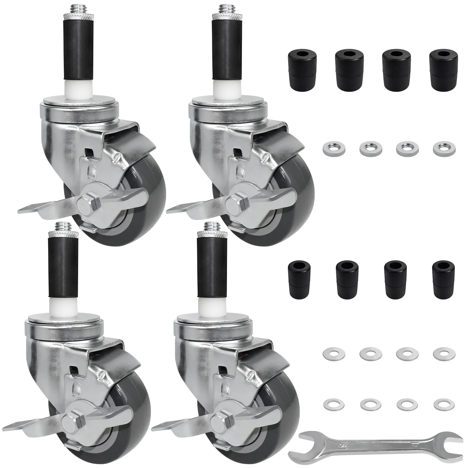 MySit 3 Inches Prep Table Wheels Set of 4, Expanding Stem Casters with ...