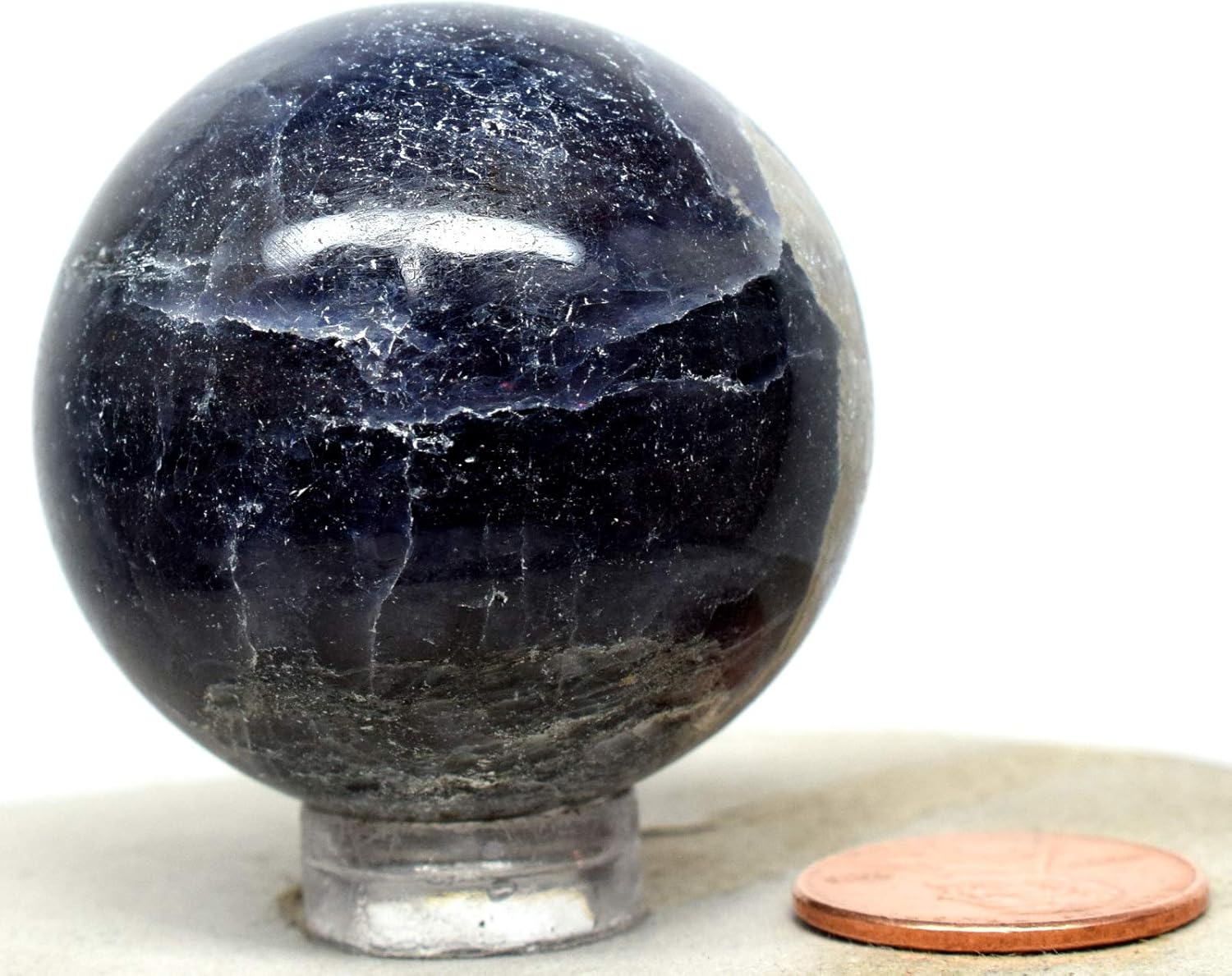 HQRP 39mm Deep Blue Iolite Cordierite Sphere Polished Natural Sparkling ...