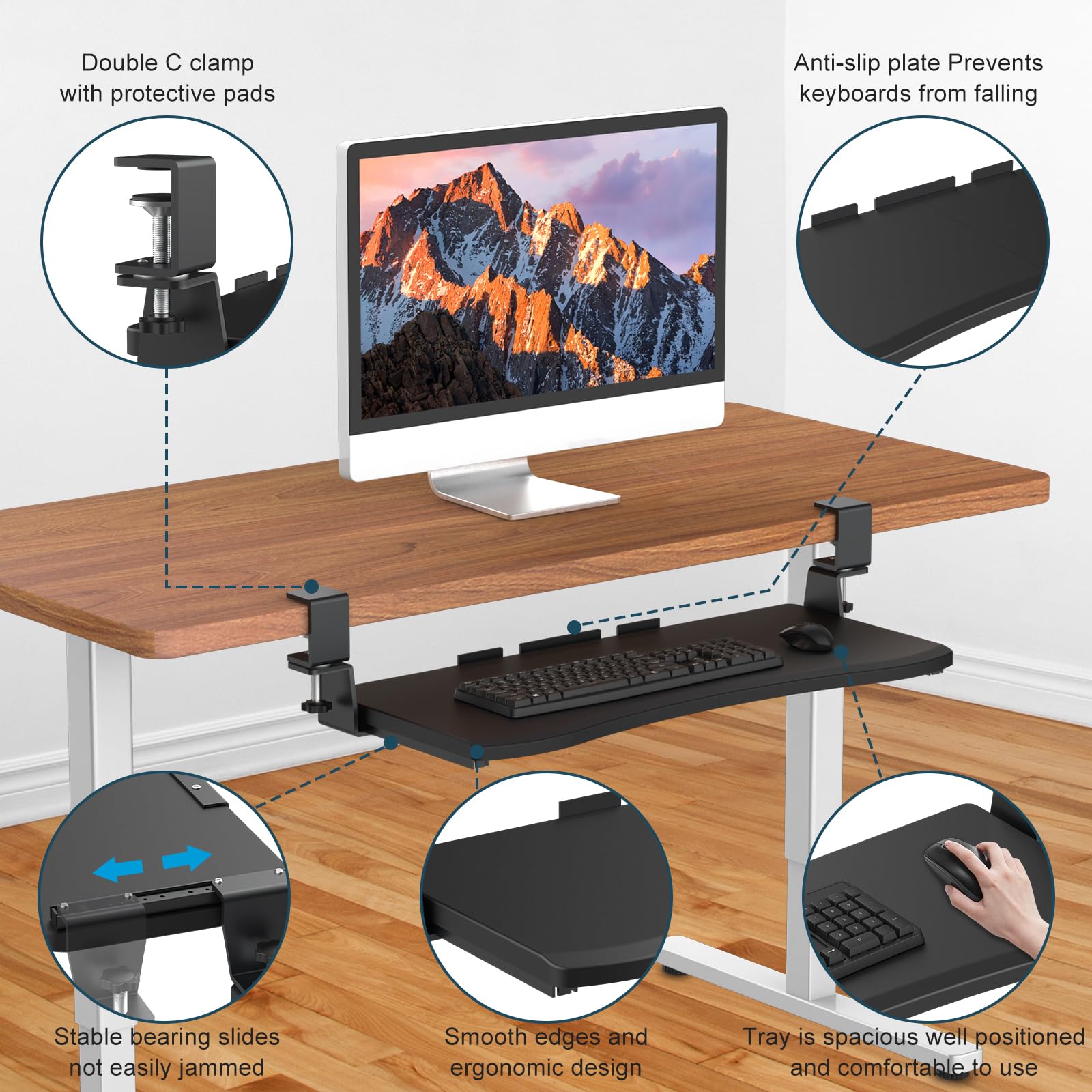 Mua Keyboard Tray Under Desk Pull Out Keyboard & Mouse Tray with Heavy ...