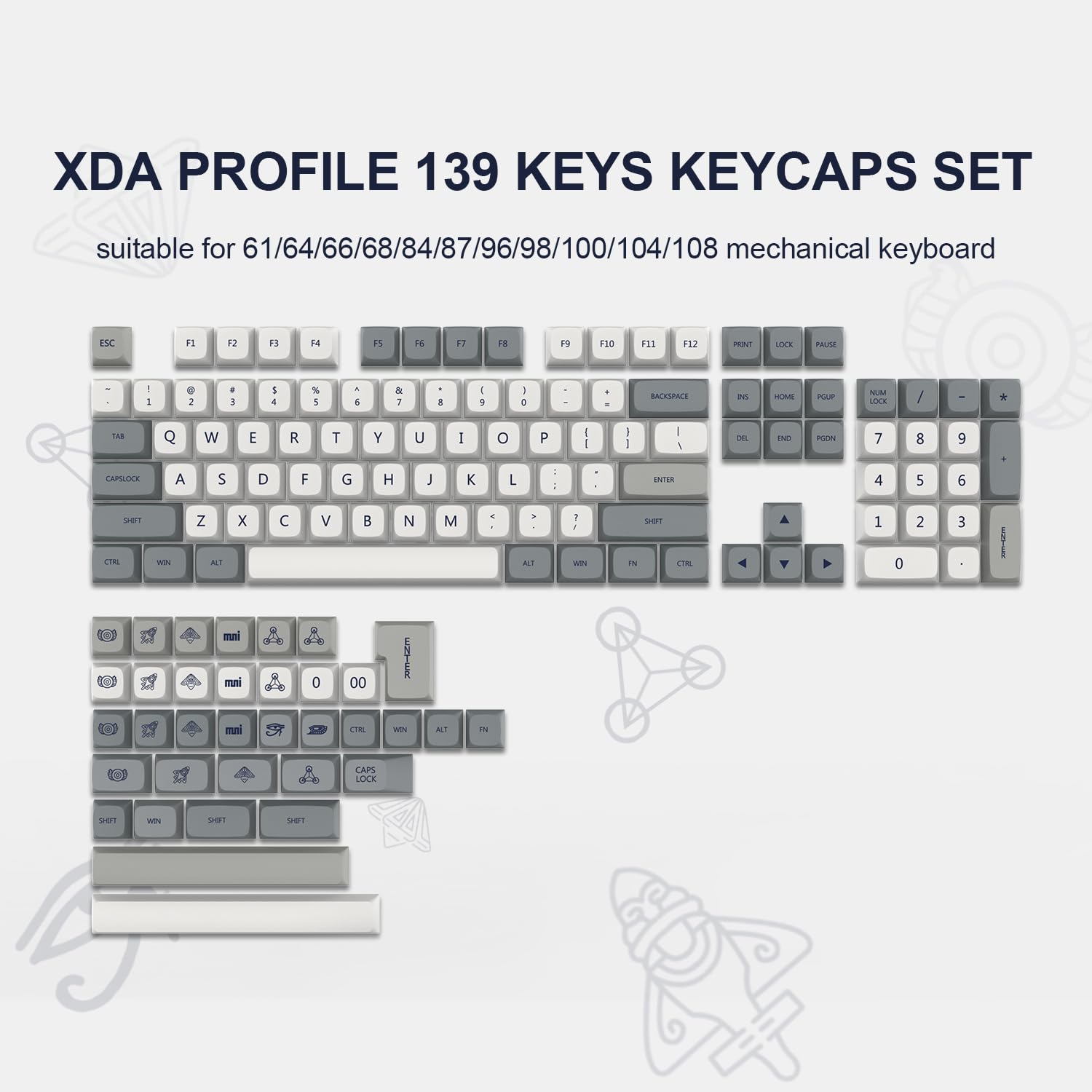 Mua Womier Double Shot PBT keycaps,XDA Profile keycaps 75 Percent,Retro ...