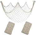 Amazon.com: 2 Pack Fish Net Decorations - 80x40 Inch Beige Fishing Net ...
