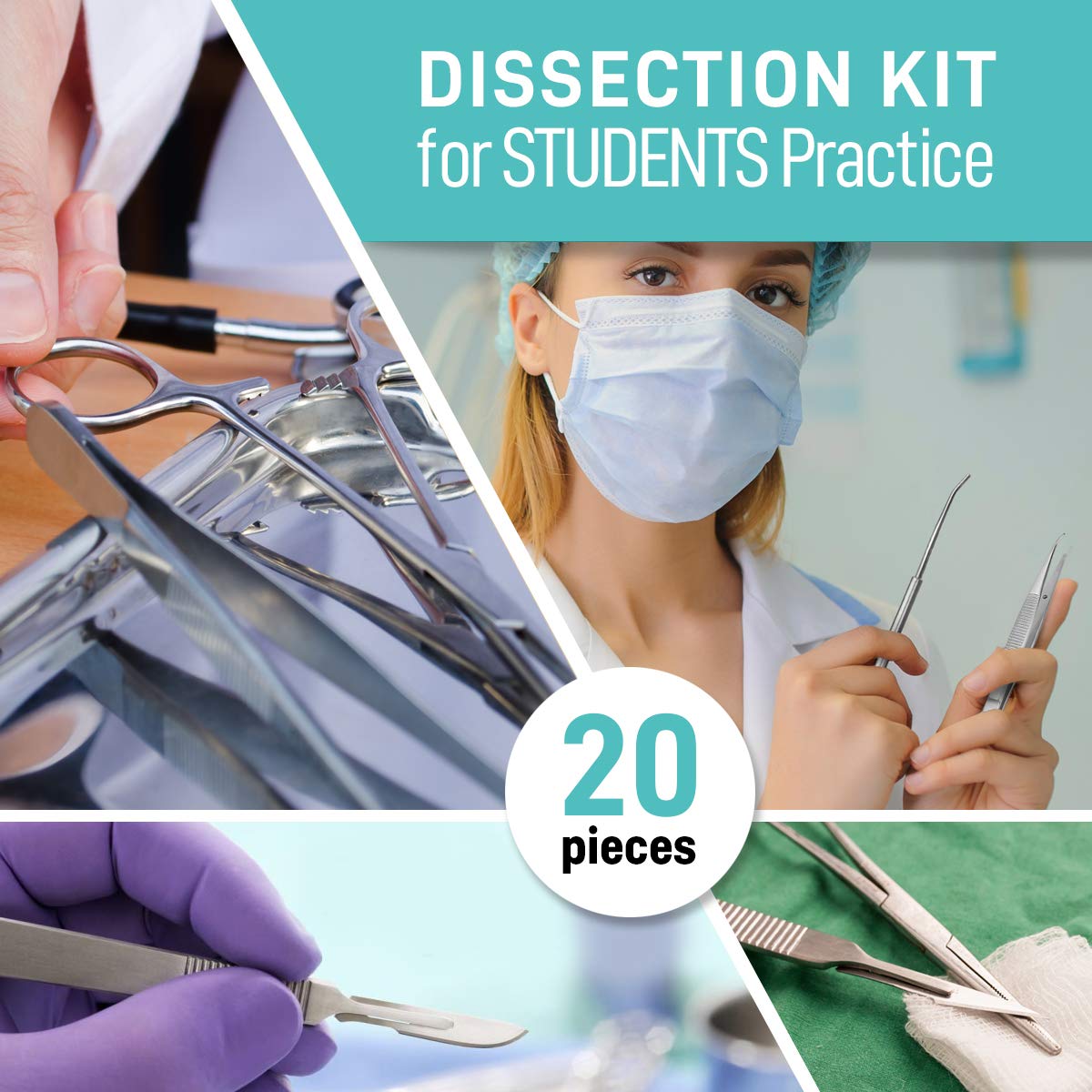 20 Pcs Advanced Biology Lab Anatomy Dissection Kit Set with Scalpel ...