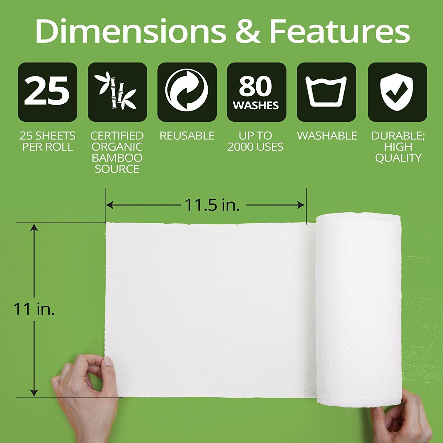 1 Pack Eco-Friendly Reusable Bamboo Kitchen Paper Towels | Organic ...