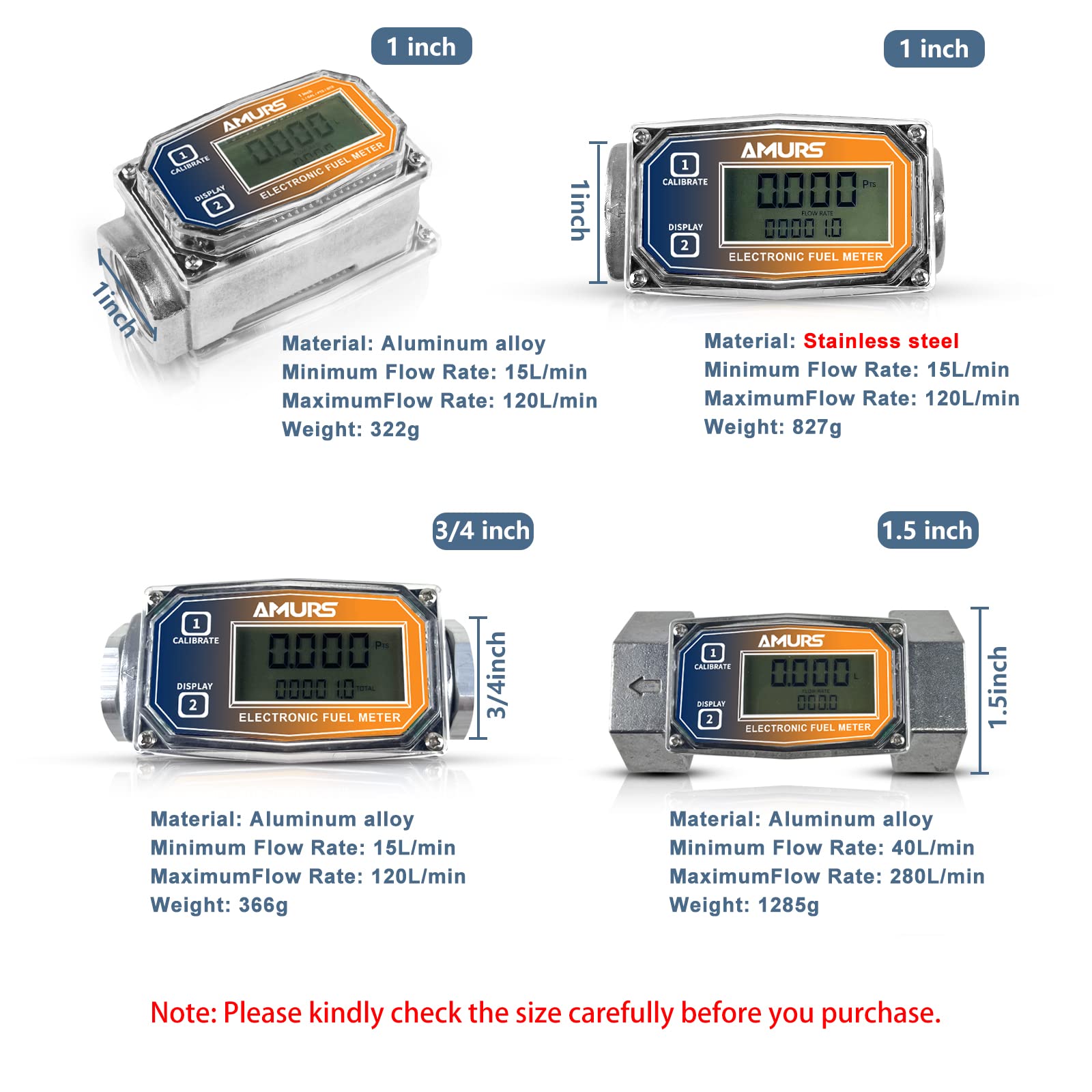 Mua 3/4 inch Turbine Flow Meter LCD Digital Display Flowmeter with NPT ...