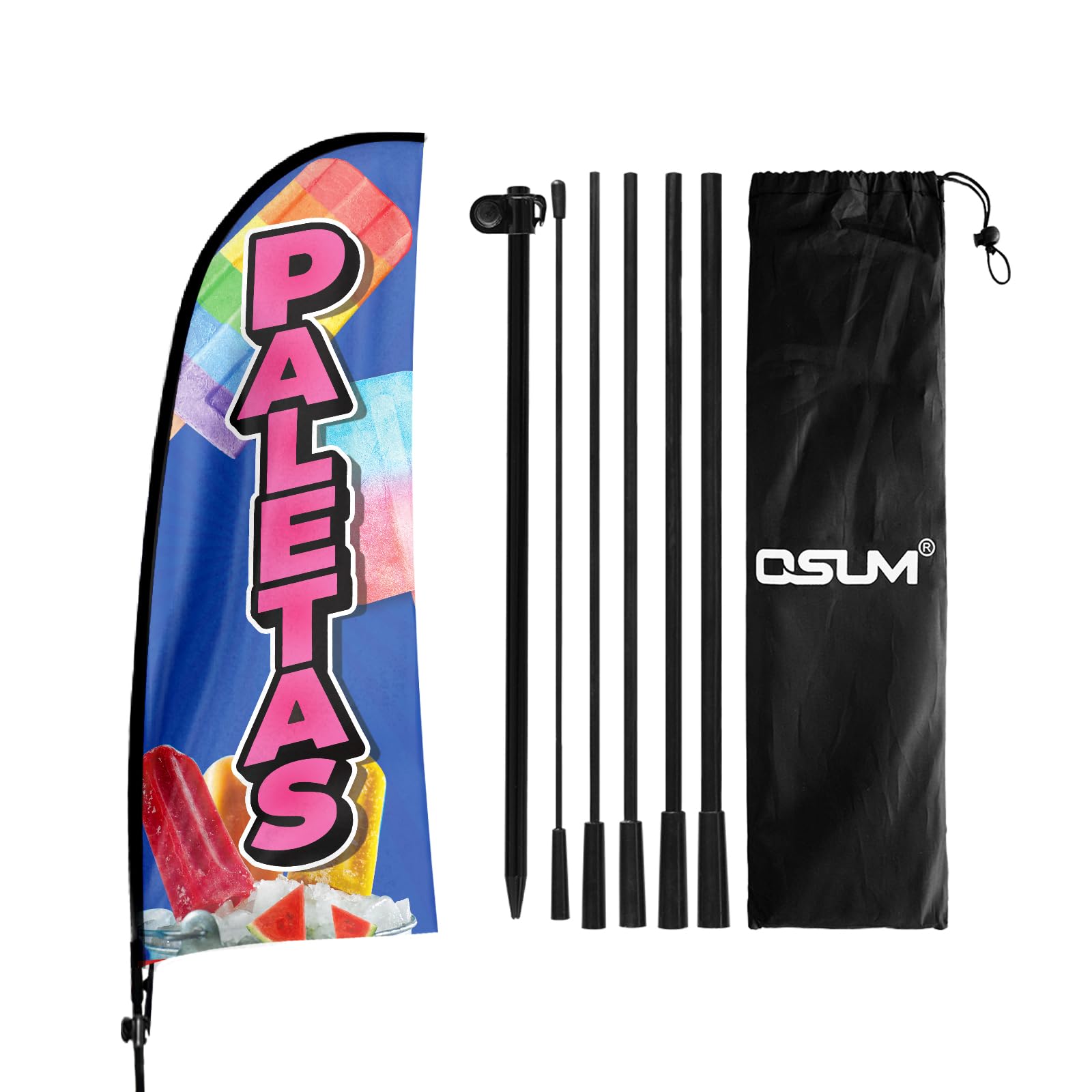 QSUM Paletas Themed Swooper Flag, 7FT Paletas Banner Feather Flag with ...