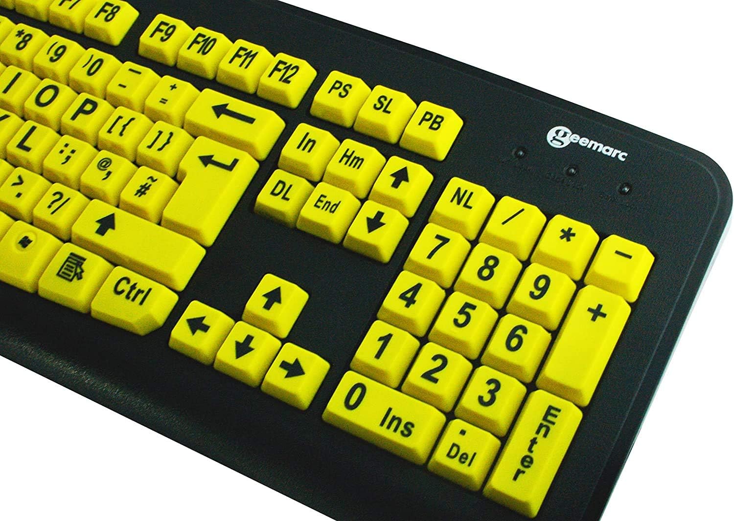 Geemarc USB Plug & Play Big Letter Keyboard with Large Yellow Letters ...