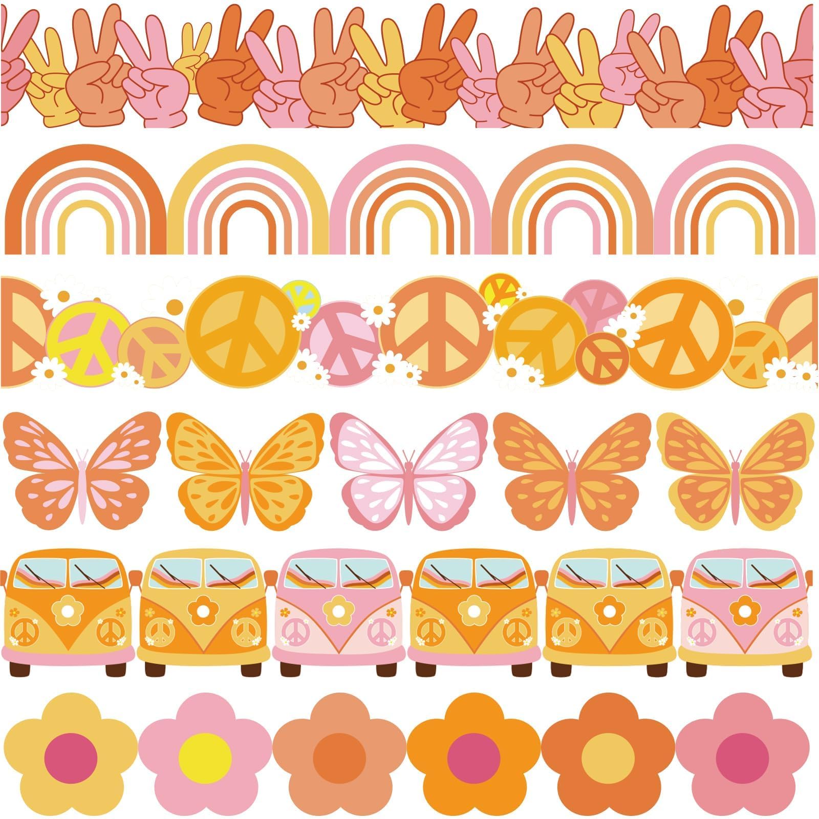 Boho Bulletin Board Borders Retro Groovy 70s Classroom Decoration ...