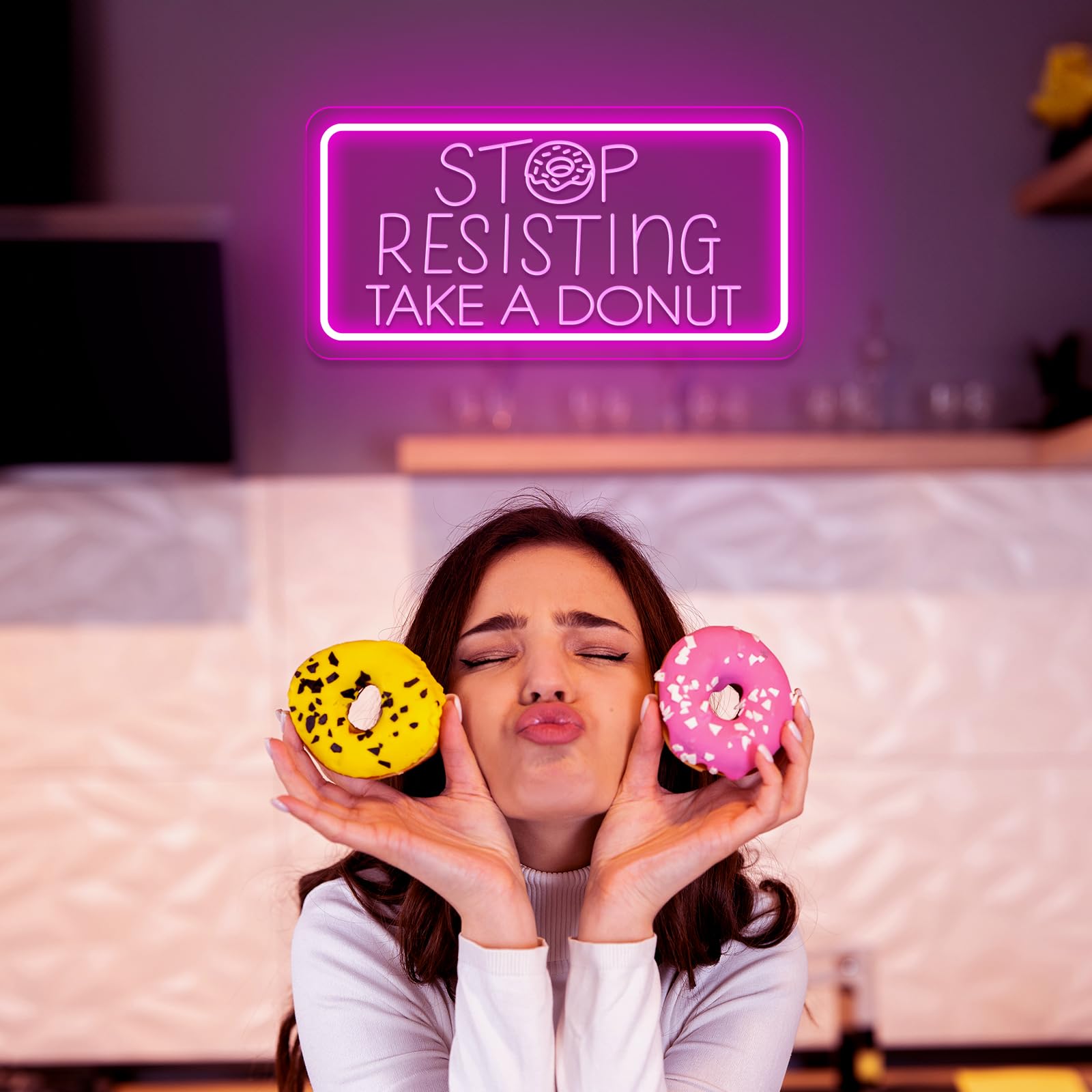 Donut Neon Signs Stop Resisting Take A Donut Neon Signs Dimmable Led ...