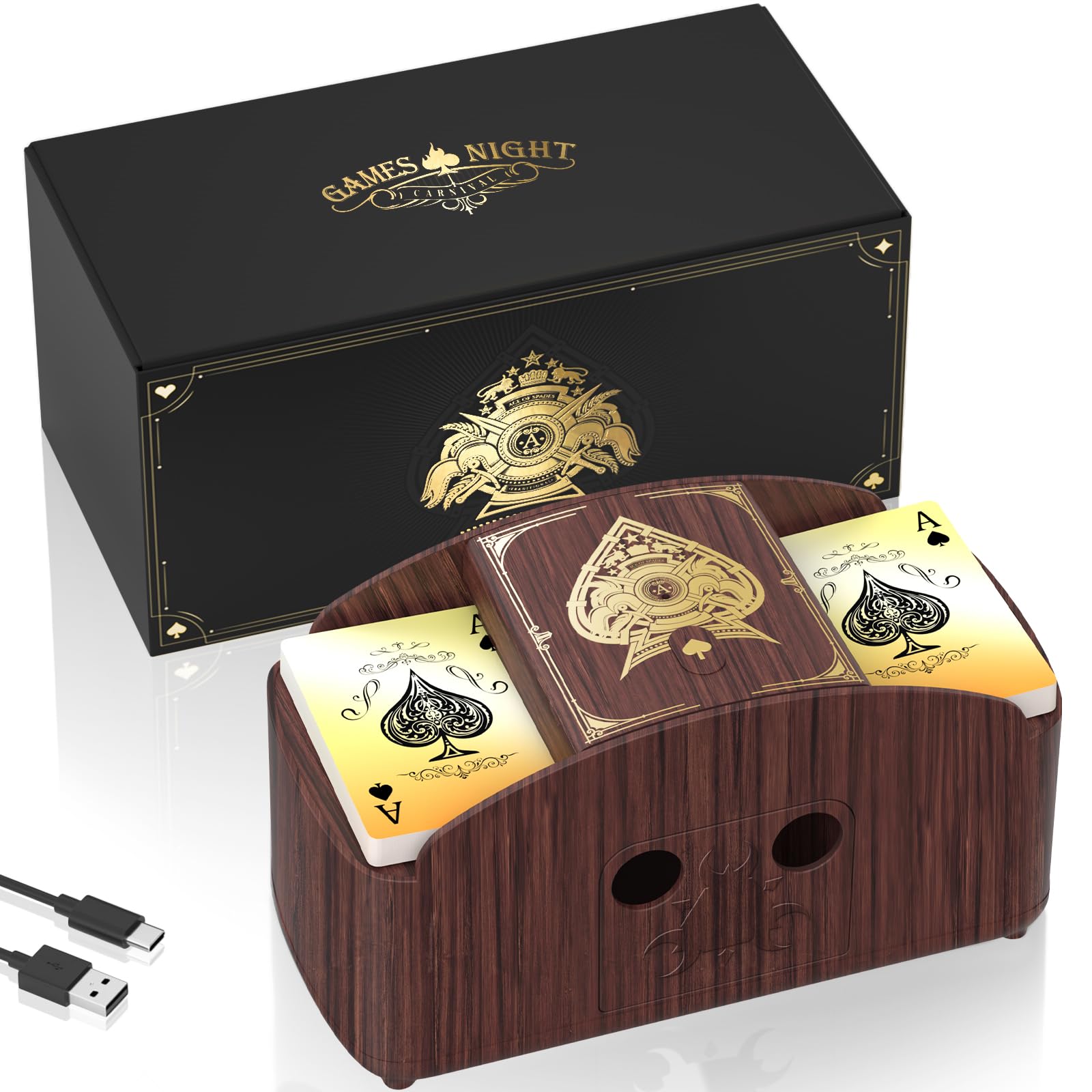 Poker Cards BOWRICH Portable Automatic Card Shuffler - Rechargeable ...