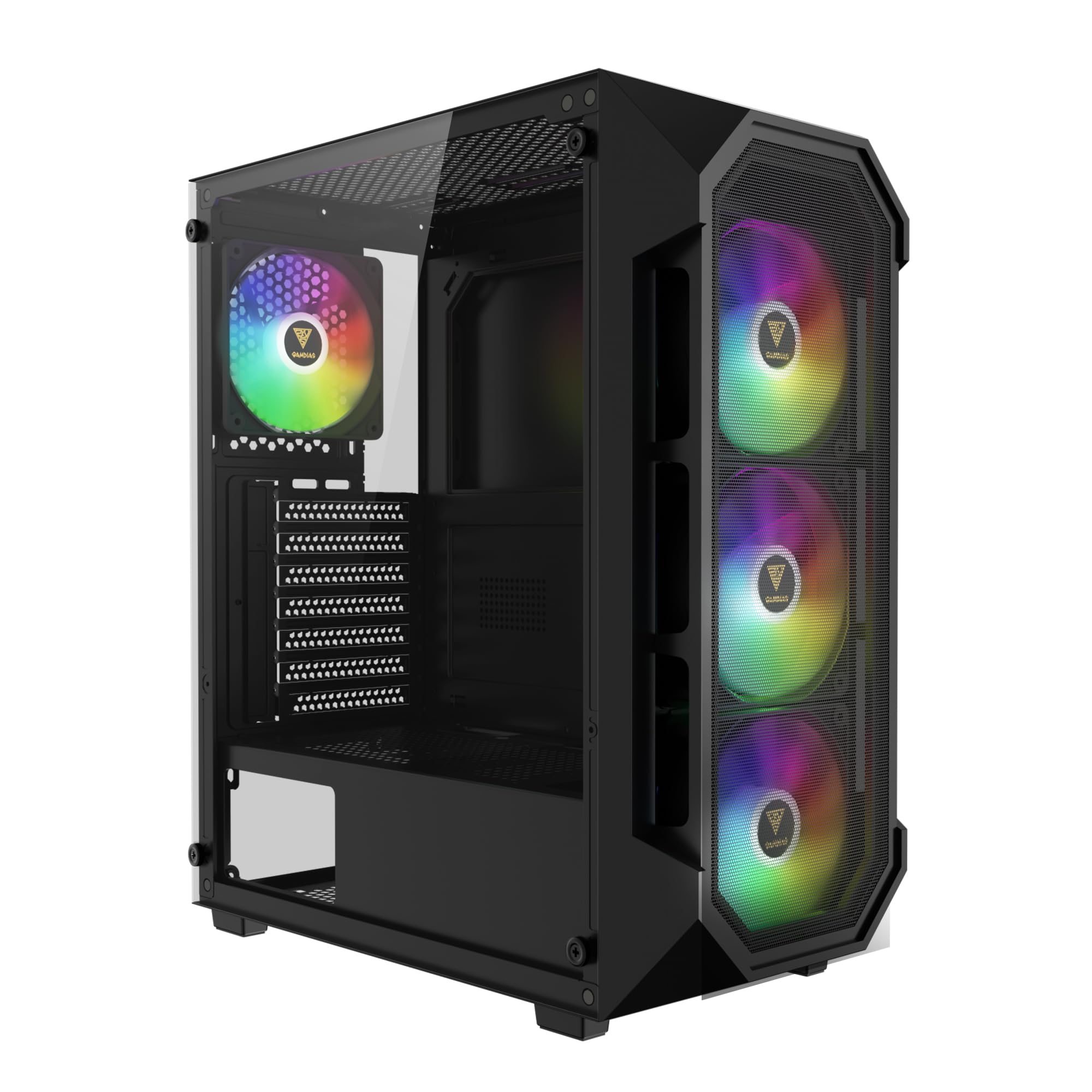 GAMDIAS ATX Mid Tower Gaming Computer PC Case Tempered Glass, Built-in ...