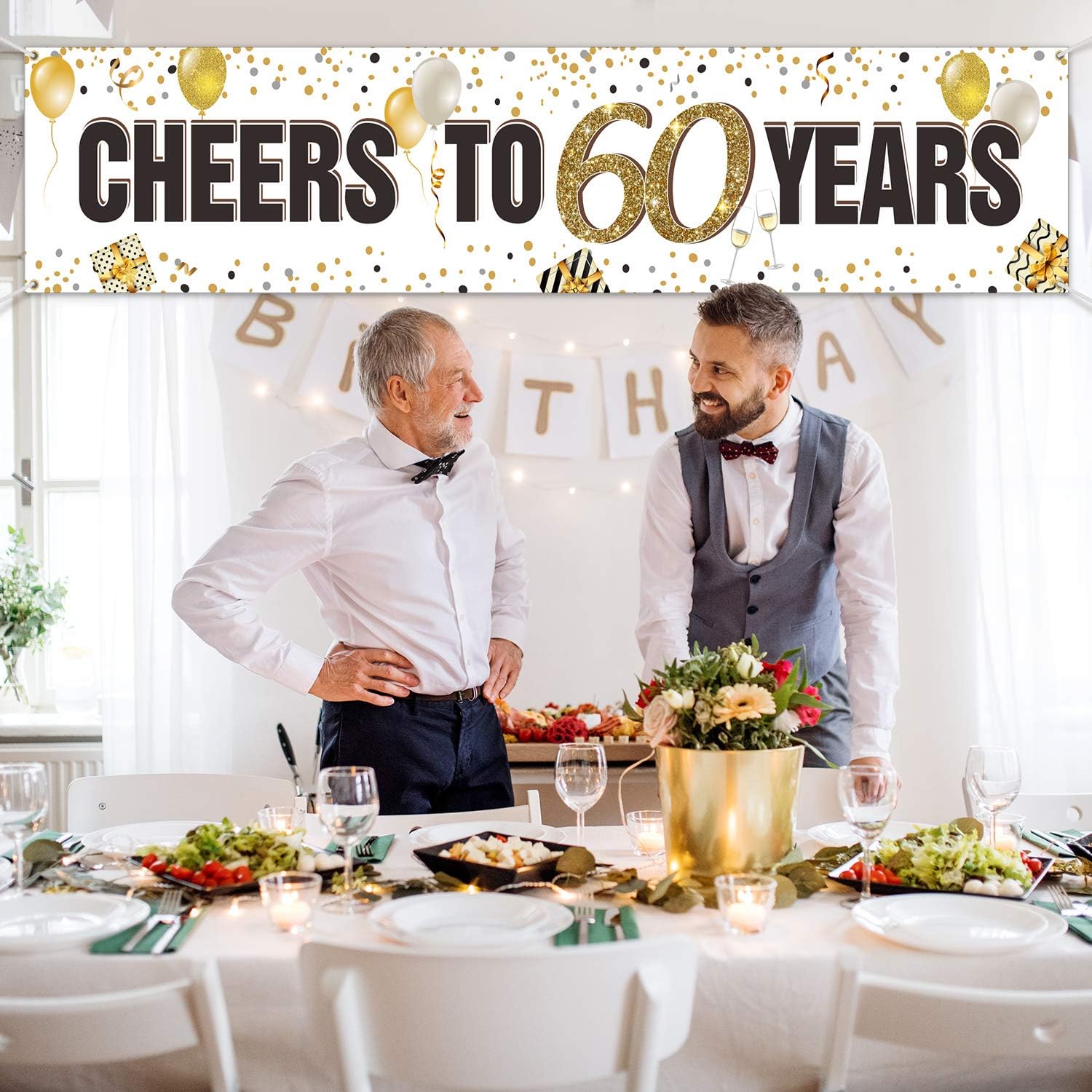 60th Birthday Party Banner Decoration Cheers to 60 Years Banner Sign ...