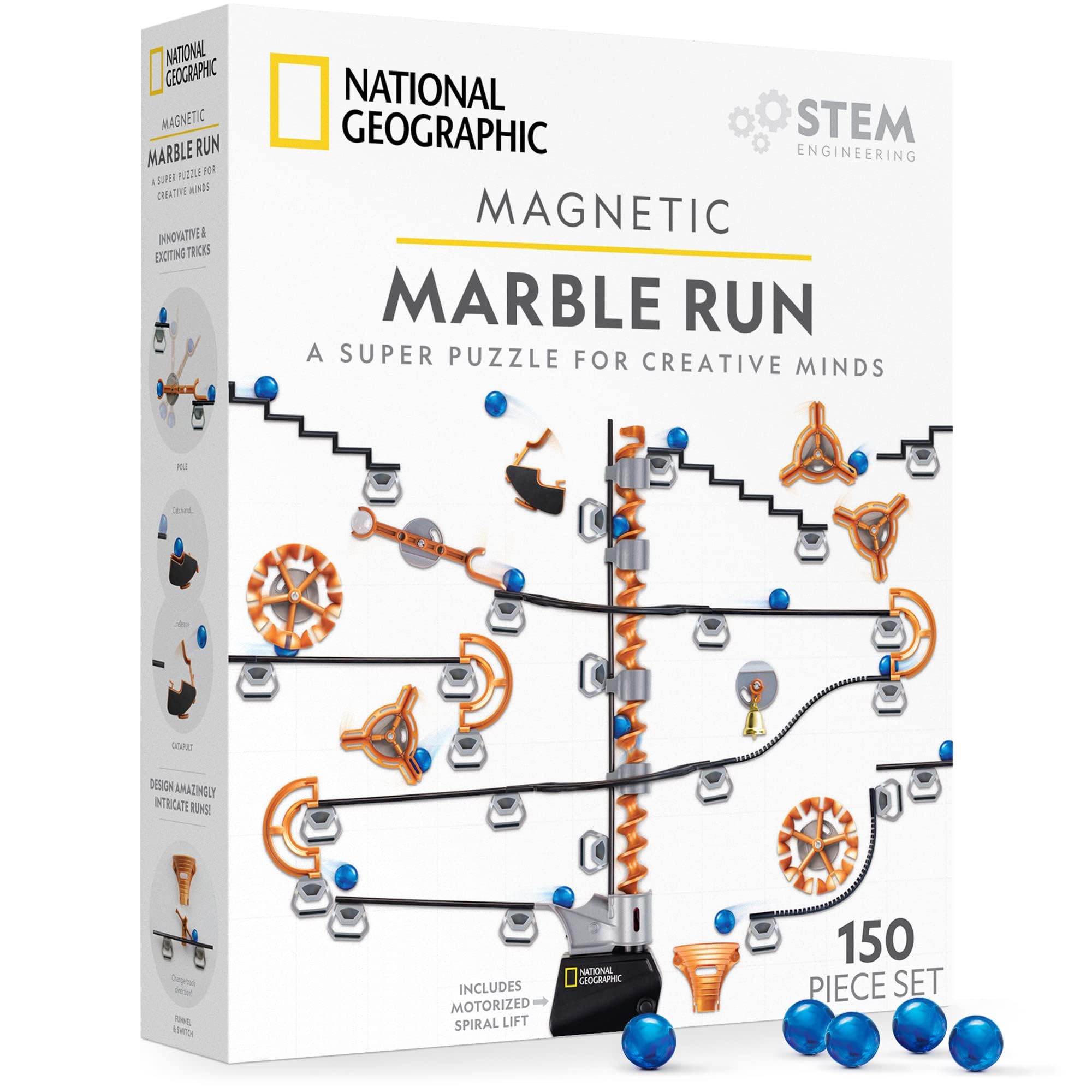 NATIONAL GEOGRAPHIC Magnetic Marble Run - 150-Piece STEM Building Set ...