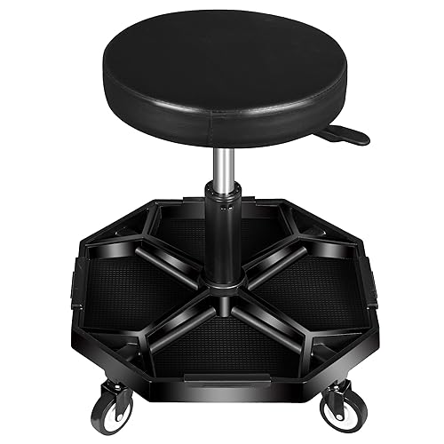 YELLOW JACKET Mechanical Seat, Garage Shop Stool 300 LBS Capacity ...
