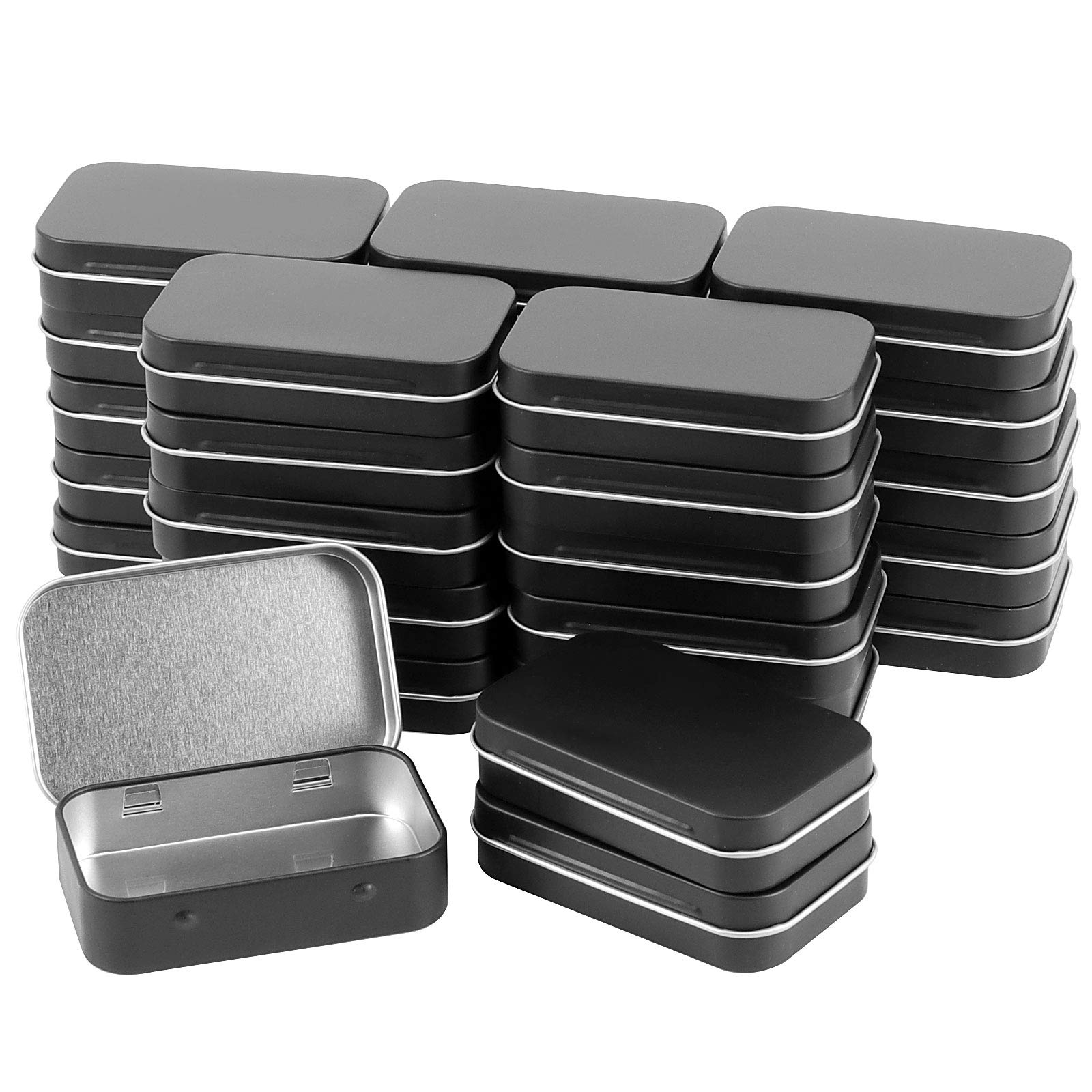 ZOENHOU 60 Pack Metal Rectangular Empty Hinged Tins, Black Mini ...