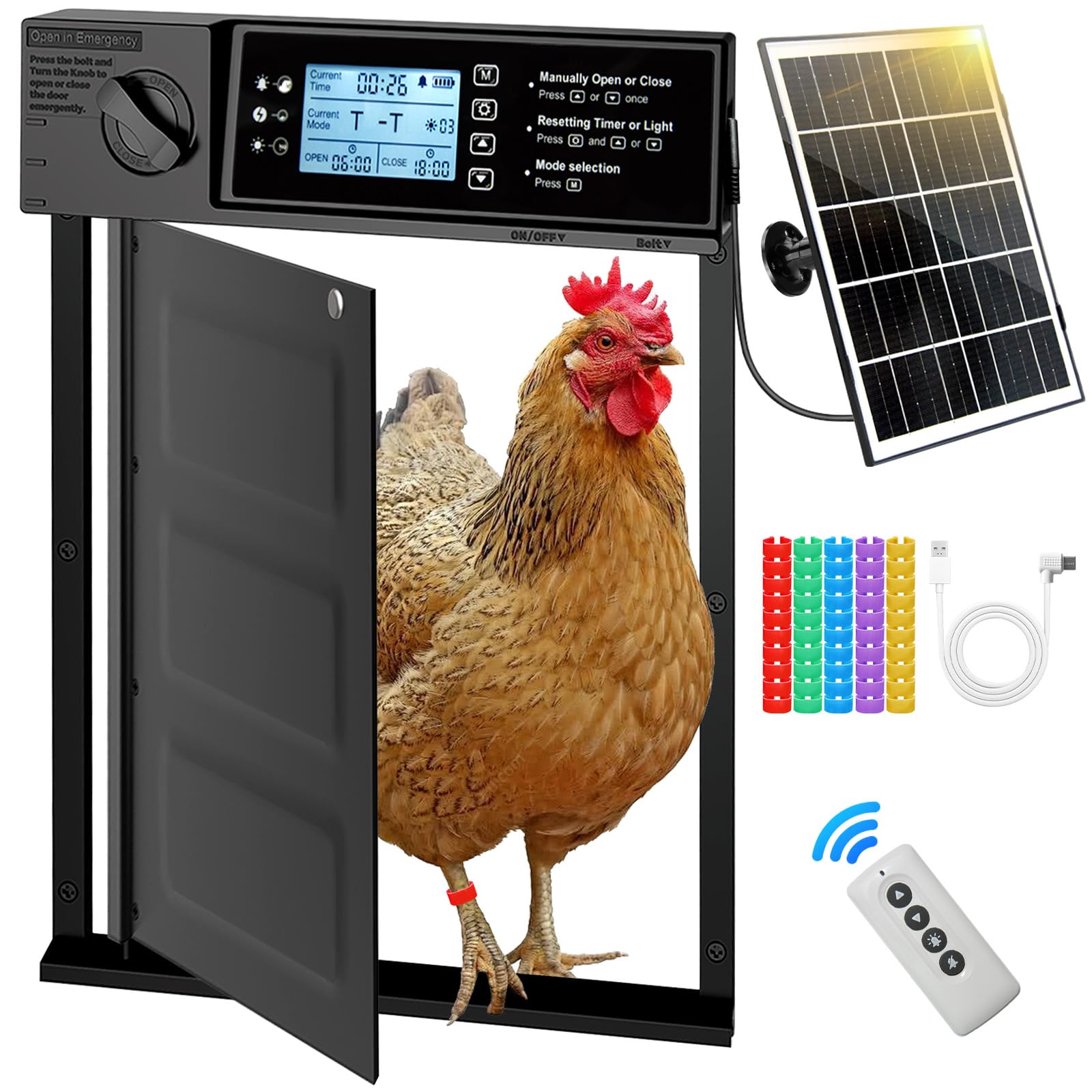 Automatic Chicken Coop Door Solar Powered, Chicken Coop Door with Timer ...