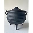 Amazon.com: Large Cast Iron Ribbed Cauldron with Lid and Handle, Ribbed ...