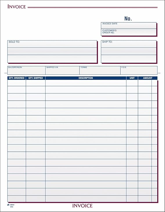 Adams Invoice Unit Set, 3-Part, Carbonless, 8.5 x 11.44 Inch, 100-Pack ...