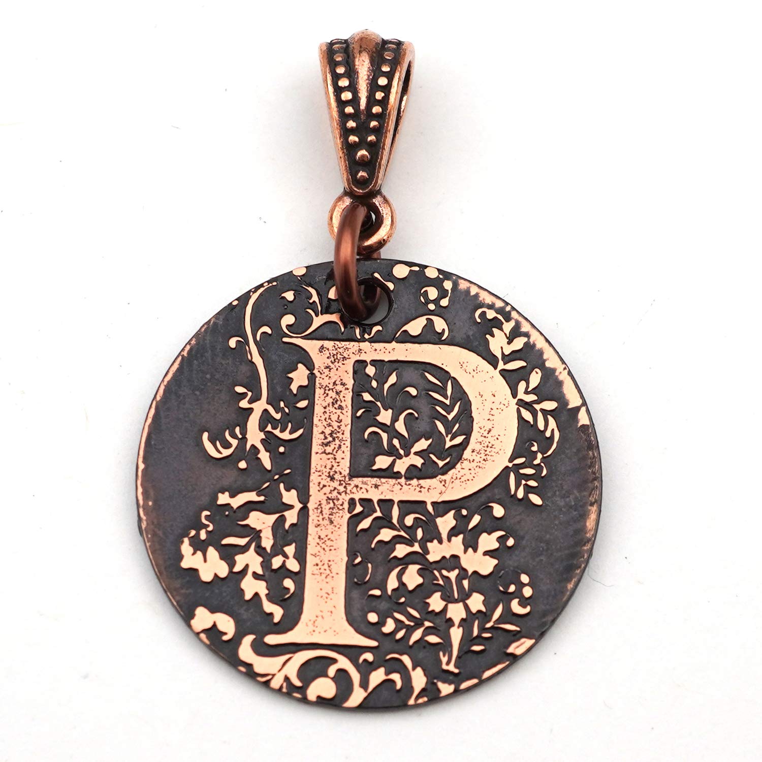 Amazon.com: Round copper letter P pendant 25mm: Handmade