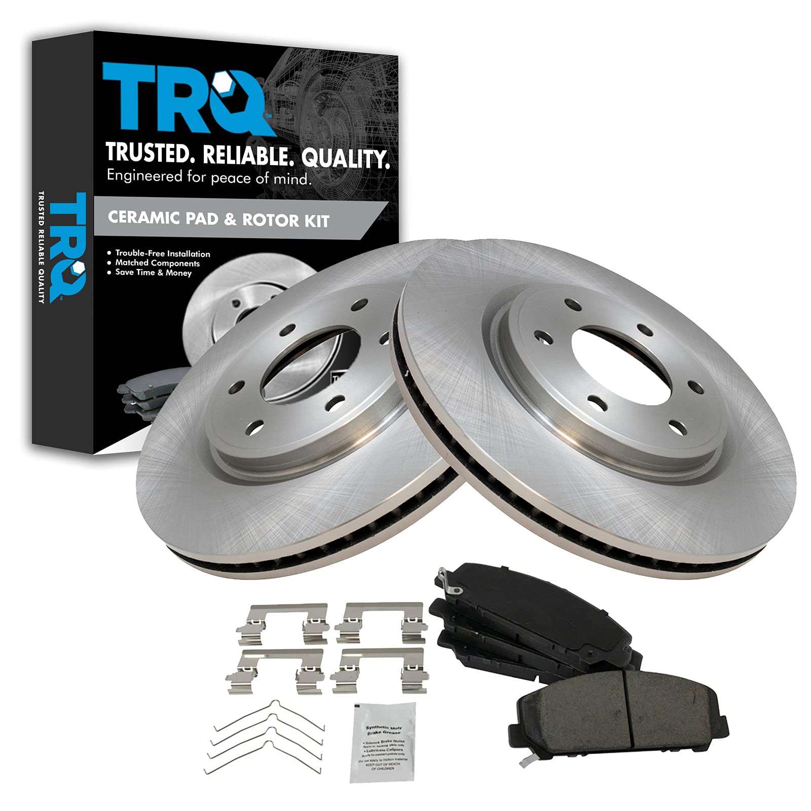 TRQ Front Brake Pad & Rotor Kit Brake Pads Brake Rotor Ceramic ...