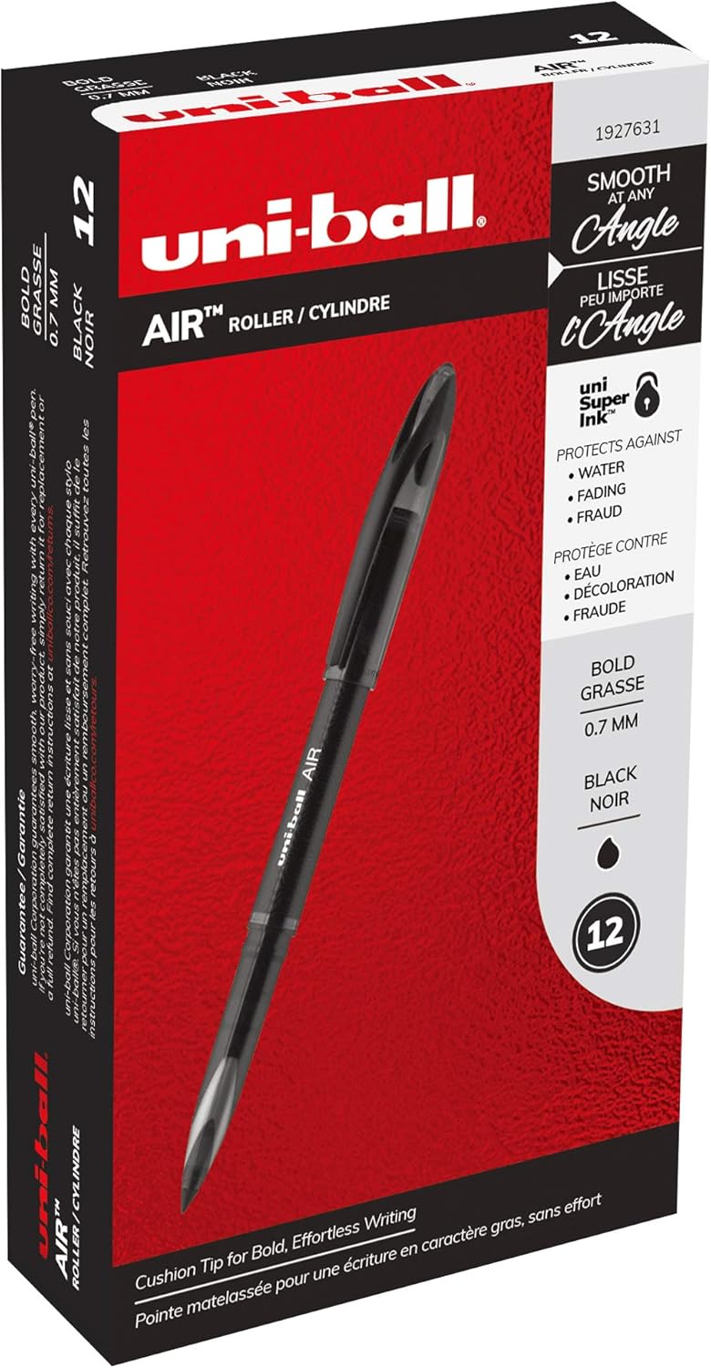 uni-ball AIR Rollerball Pens, Fine Point (0.7mm), Black, 12 Count ...