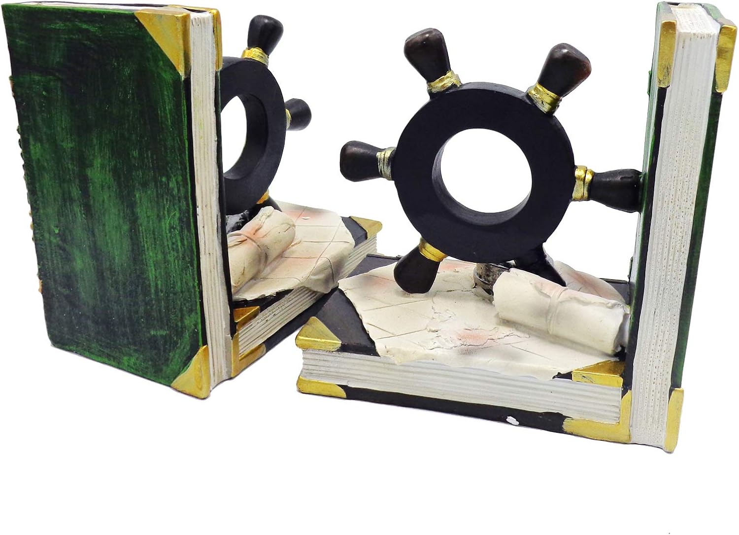 E-isata Bookends Ship Rudder Shelf Tidy Book Ends – Heavy Duty Vintage ...
