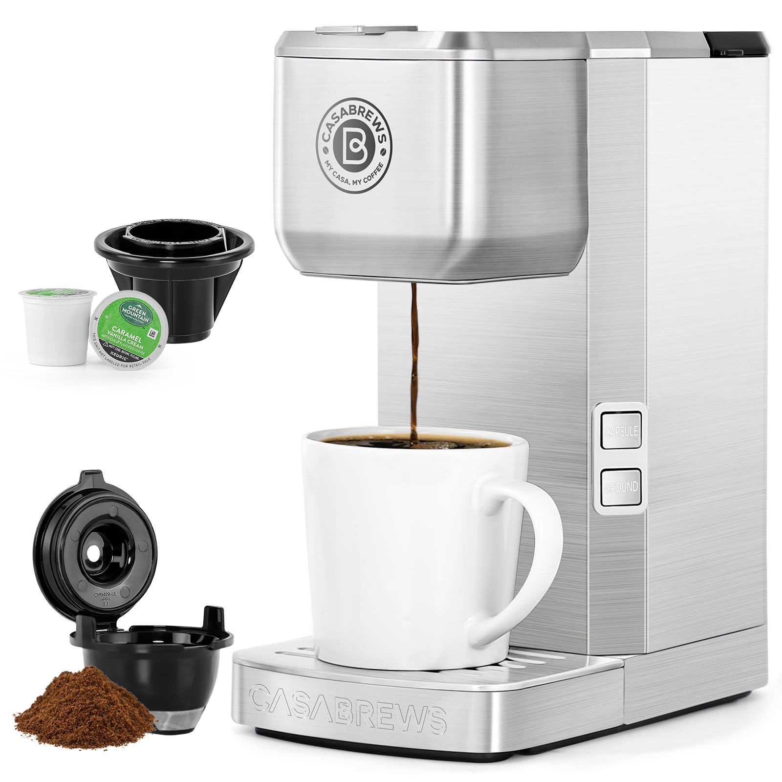 CASABREWS K Cup Coffee Maker, Stainless Steel Coffee Machine for K Cup ...