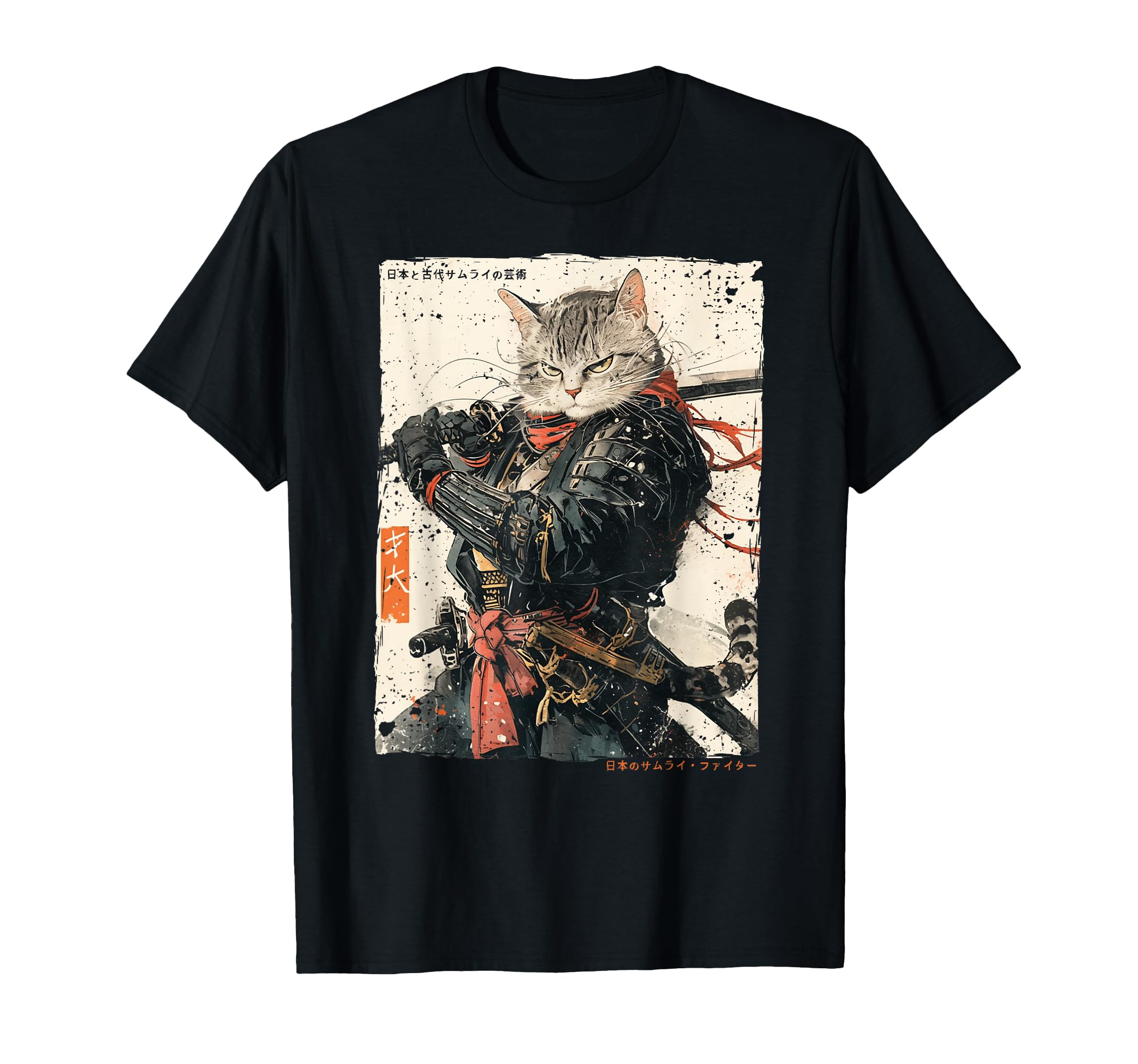 Samurai Cat Warrior Ukiyo Ink Artwork Cat Samurai T-Shirt for sale ...