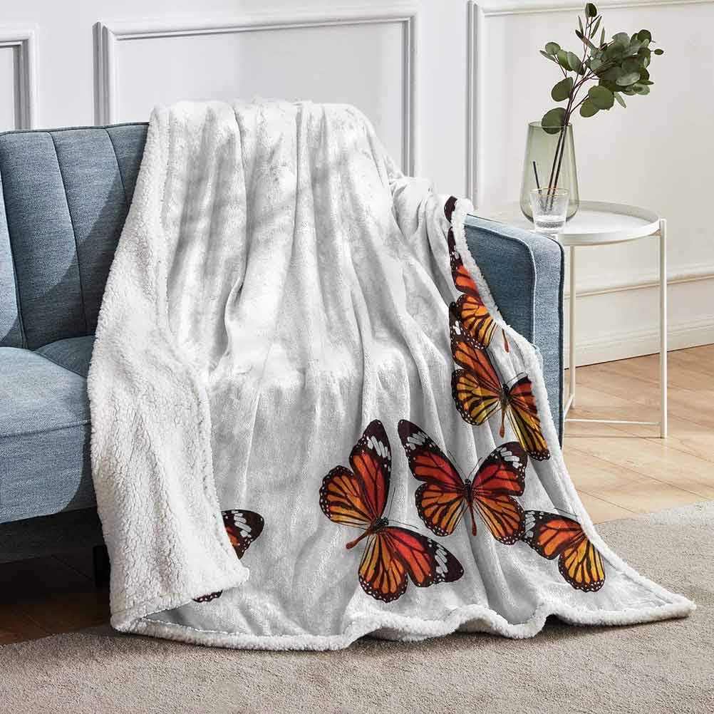 YUAZHOQI Butterflies Fleece Blanket Throw Blanket Spring Monarch Bug ...