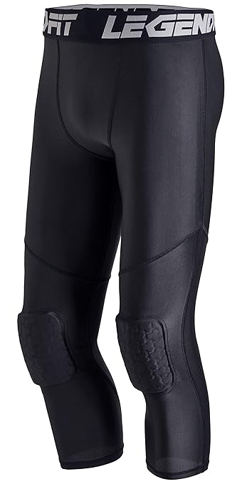LEGENDFIT Youth Boys Basketball Compression Pants with Knee Pads 3/4 ...