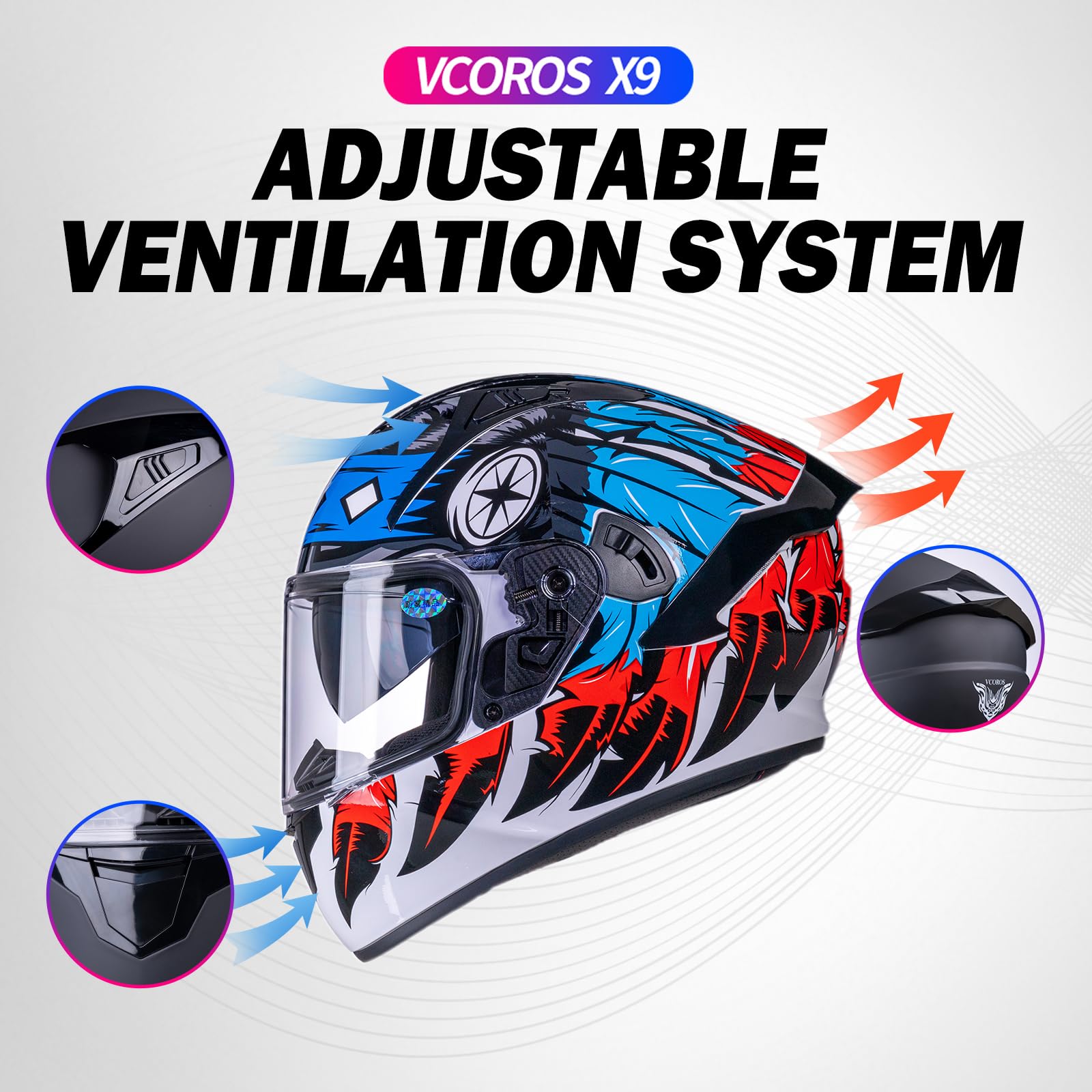 Mua VCOROS Full Face Dual Visor Motorcycle Helmet for Adults Motorbike ...